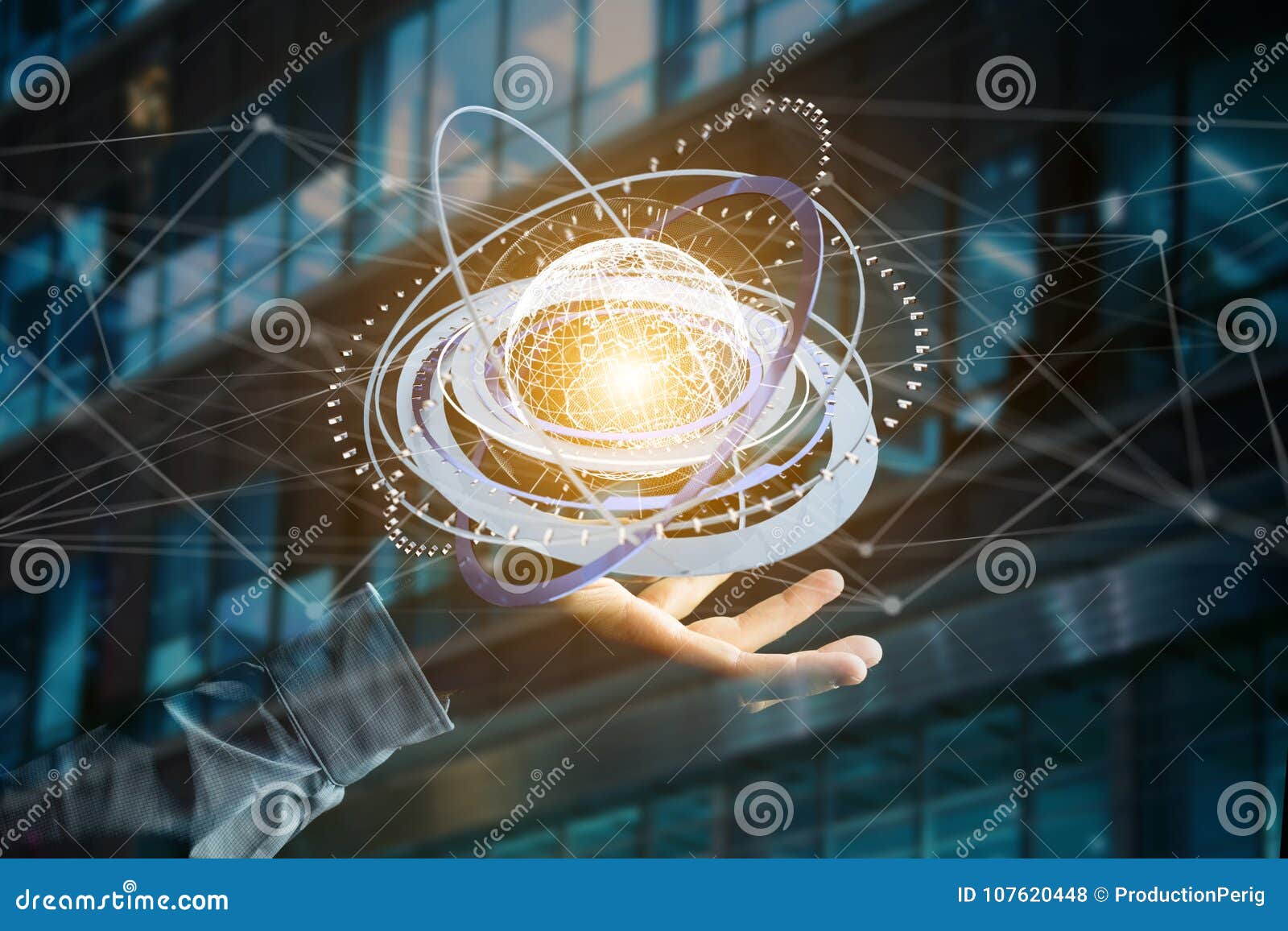 Connected Earth Globe Concept Icon on a Futuristic Interface Stock ...