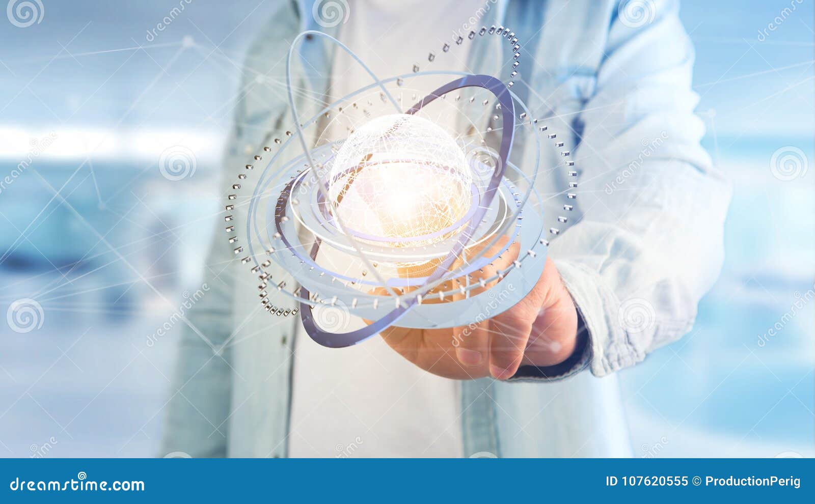 Connected Earth Globe Concept Icon on a Futuristic Interface Stock ...