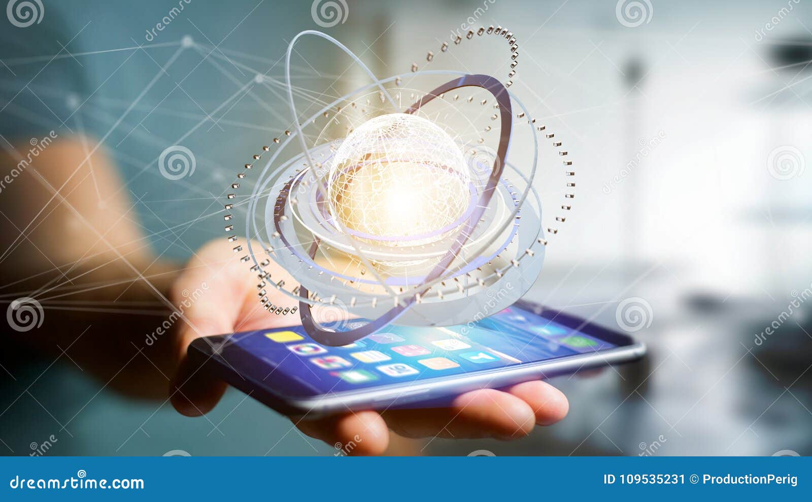 Connected Earth Globe Concept Icon on a Futuristic Interface Stock ...