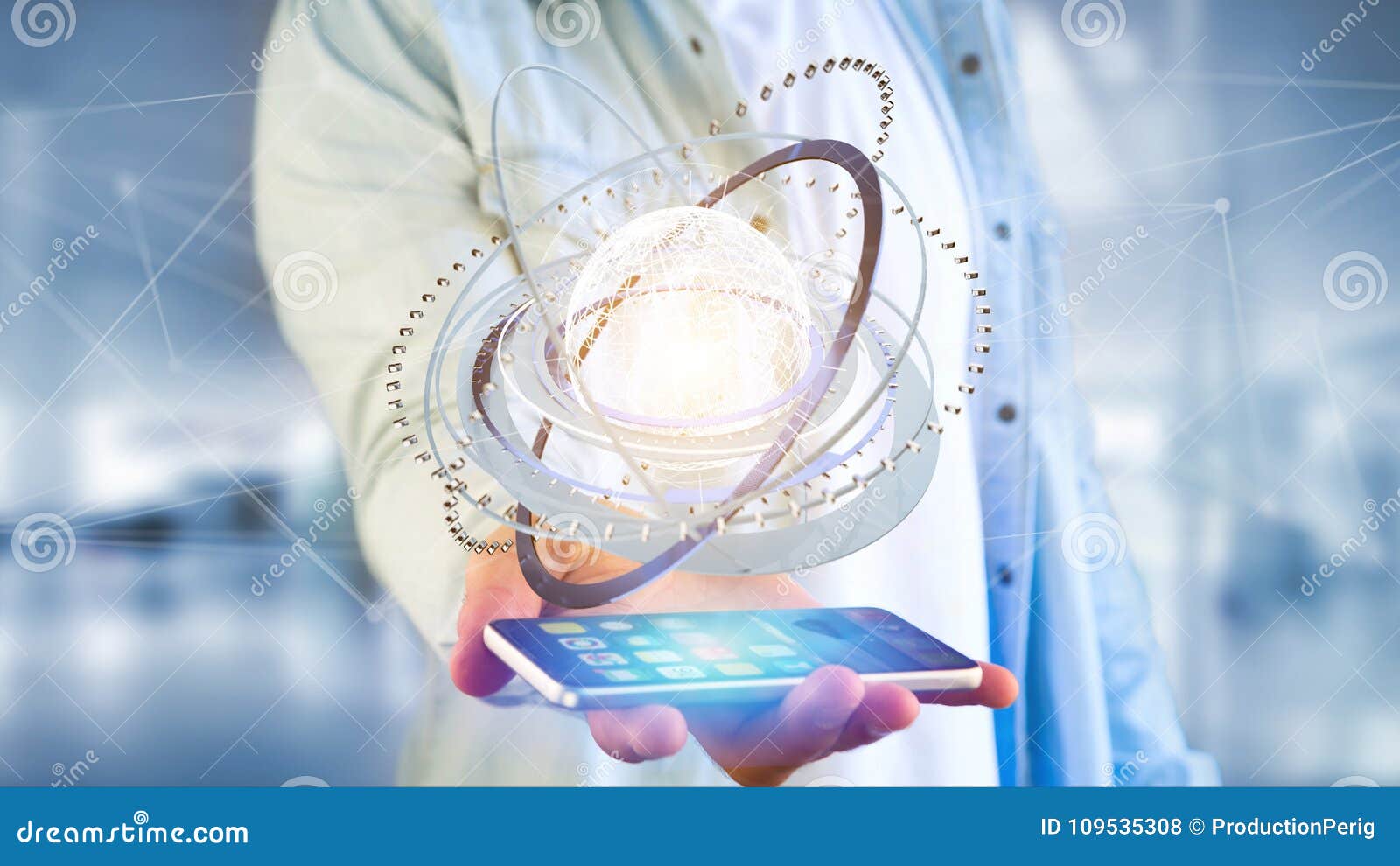 Connected Earth Globe Concept Icon on a Futuristic Interface Stock ...