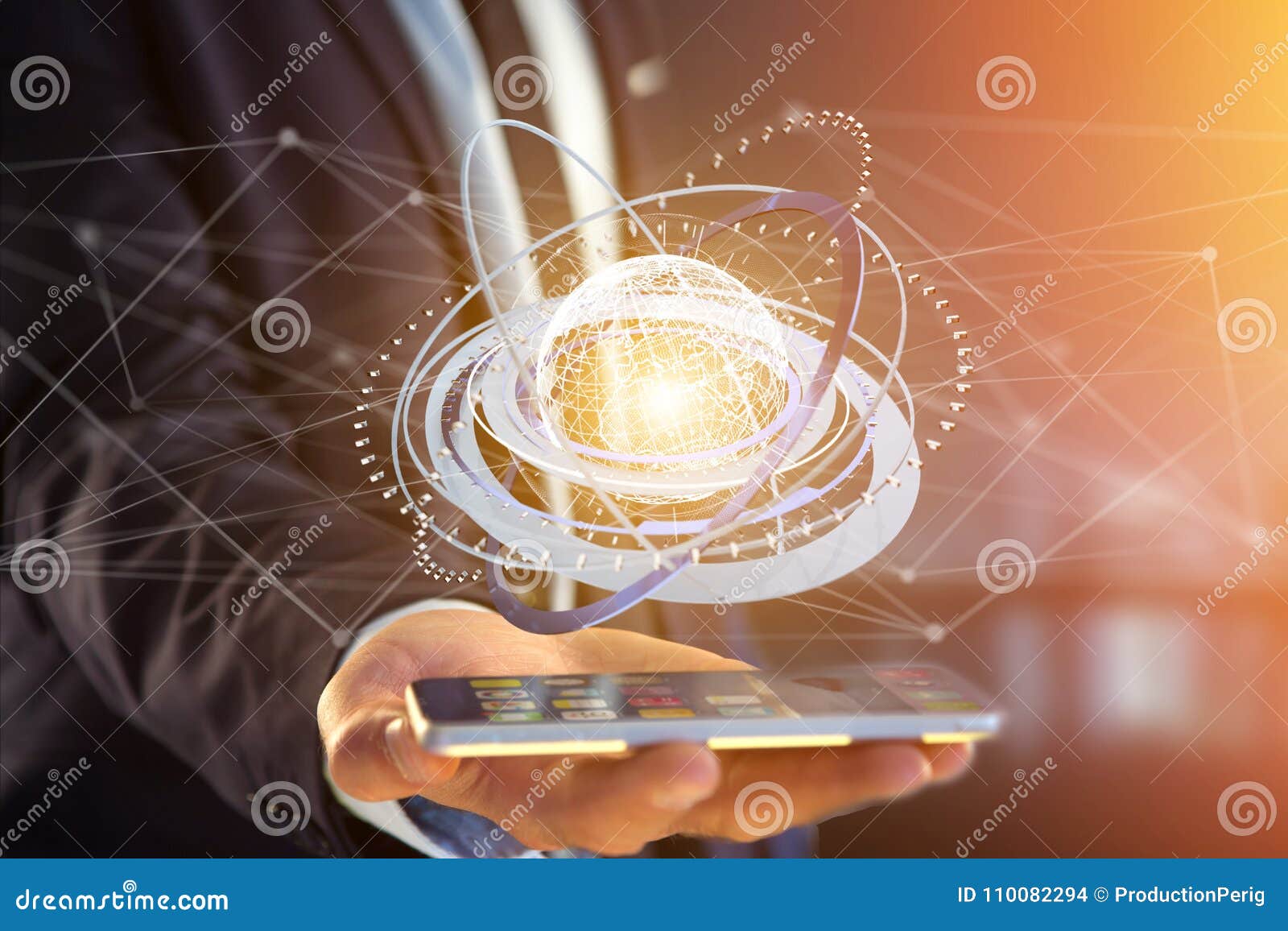 Connected Earth Globe Concept Icon on a Futuristic Interface Stock ...