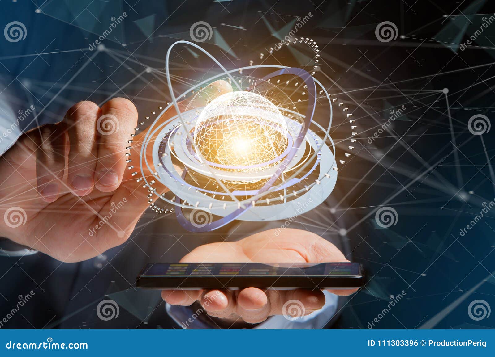 Connected Earth Globe Concept Icon on a Futuristic Interface Stock ...