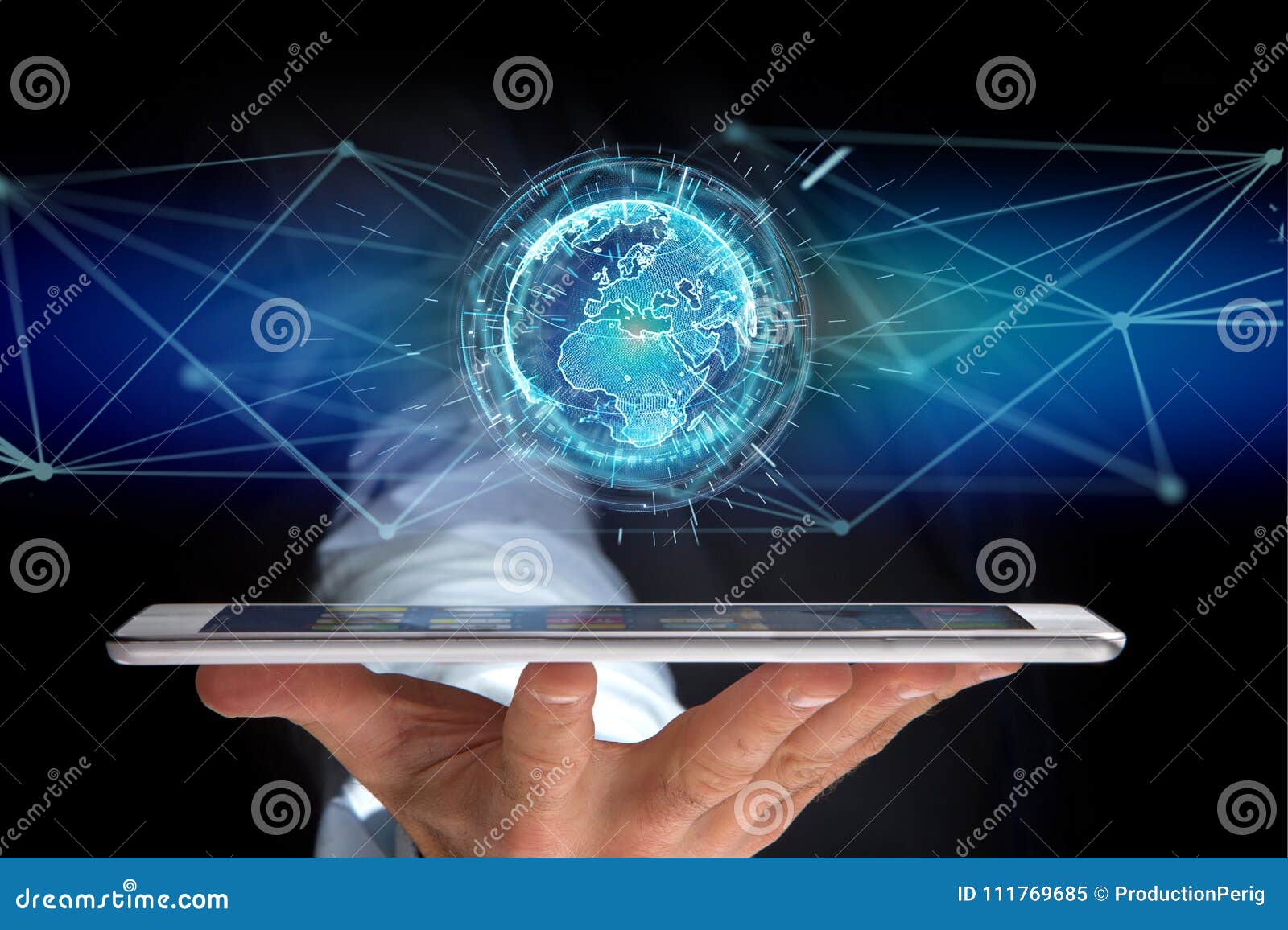 Connected Earth Globe Concept Icon on a Futuristic Interface Stock ...