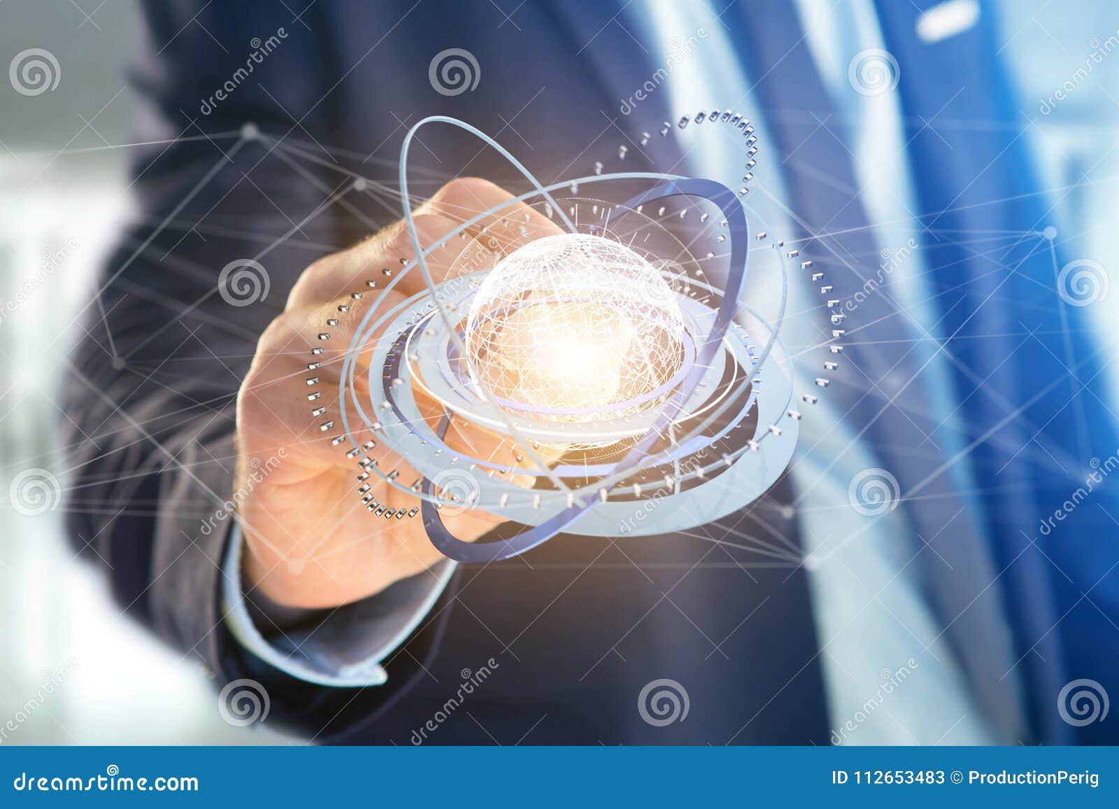 Connected Earth Globe Concept Icon on a Futuristic Interface Stock ...