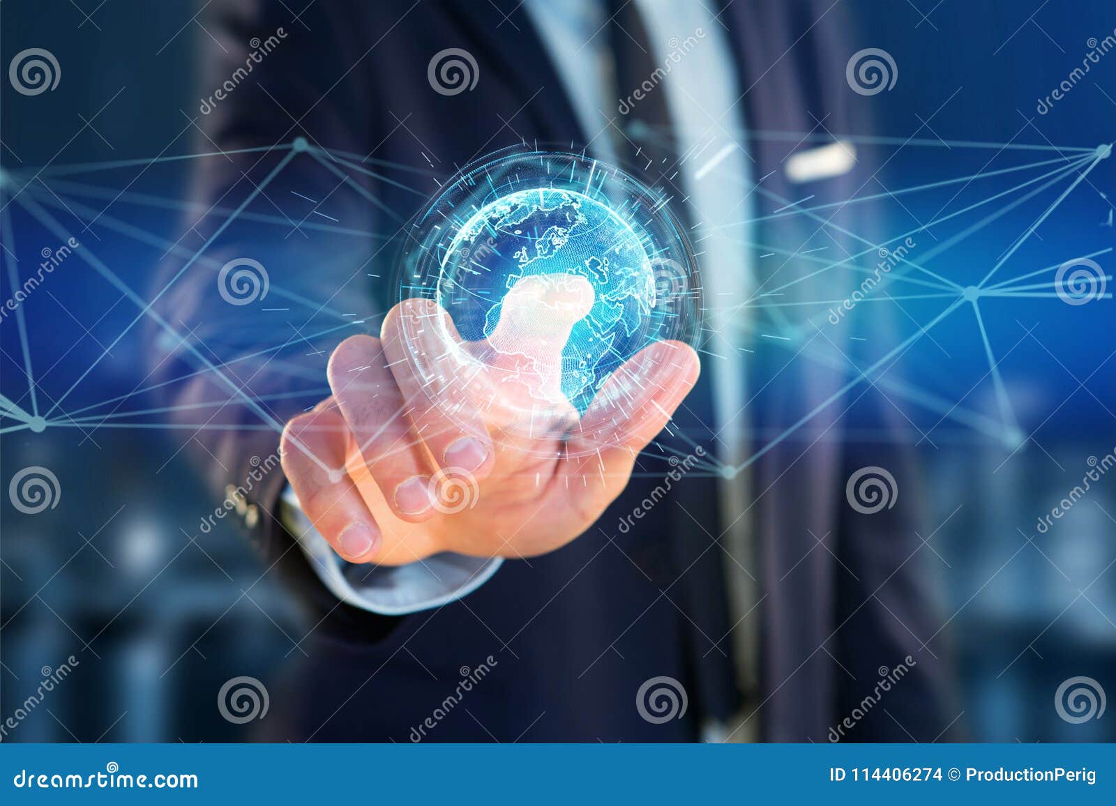 Connected Earth Globe Concept Icon on a Futuristic Interface Stock ...