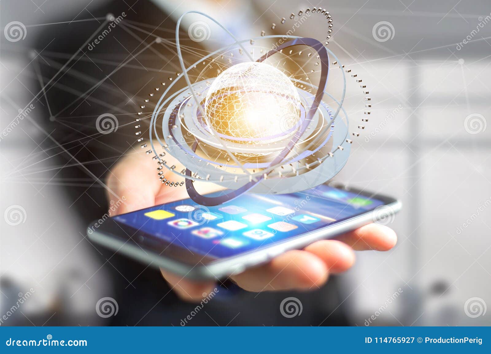 Connected Earth Globe Concept Icon on a Futuristic Interface Stock ...