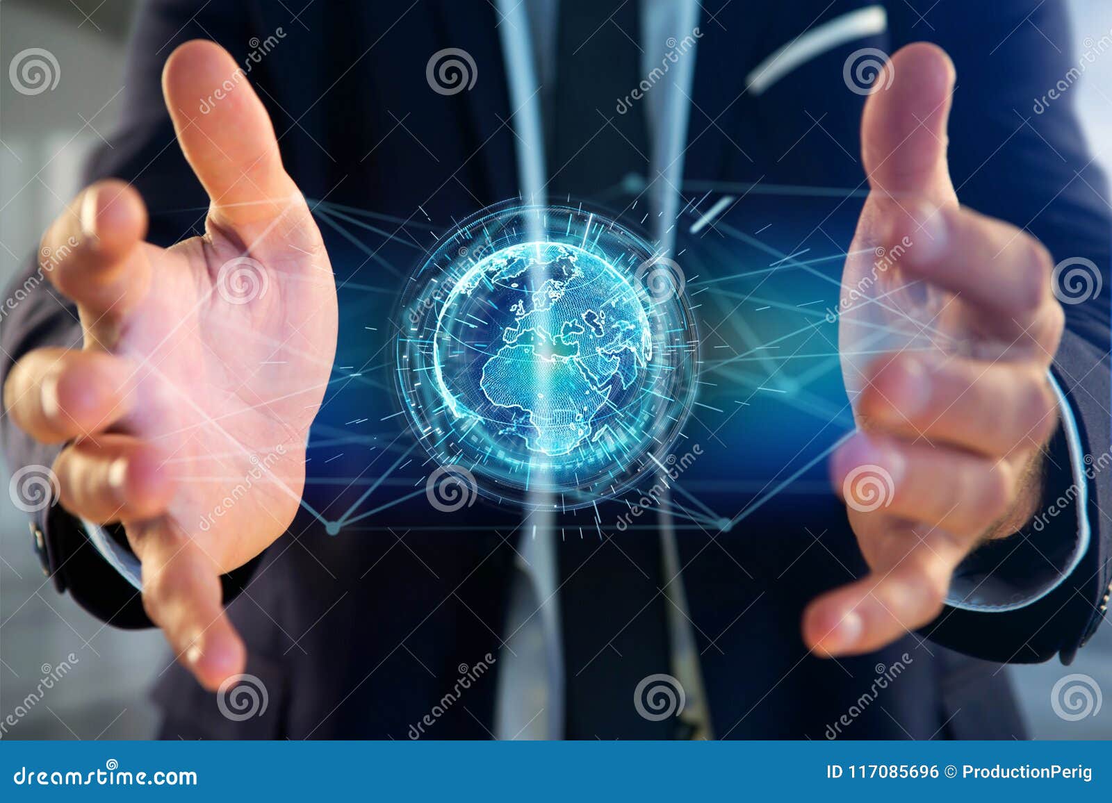 Connected Earth Globe Concept Icon on a Futuristic Interface Stock ...