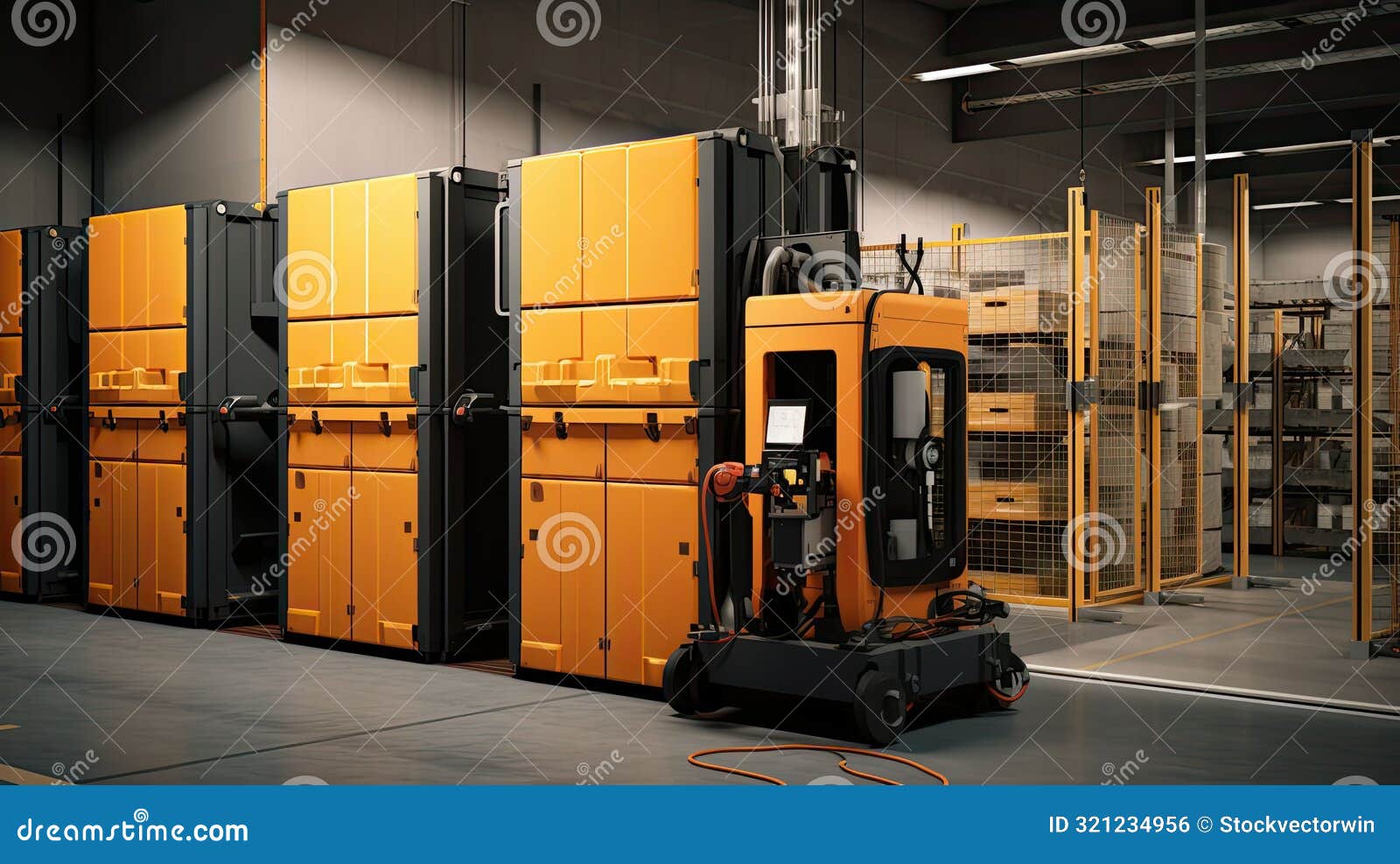 Connected Forklift Battery Charging Stock Illustration - Illustration ...