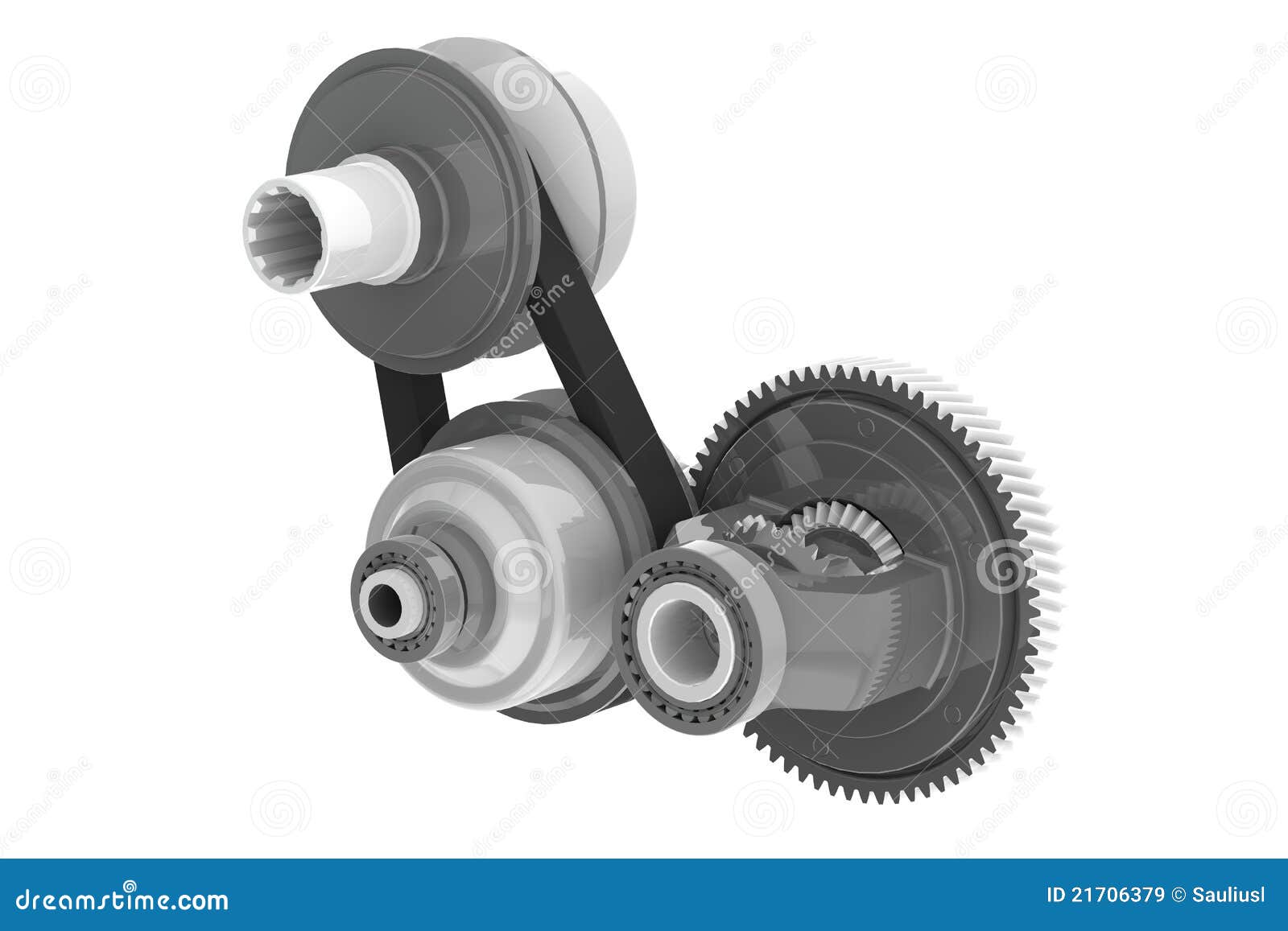 Connected Gears Isolated on White Stock Illustration - Illustration of ...