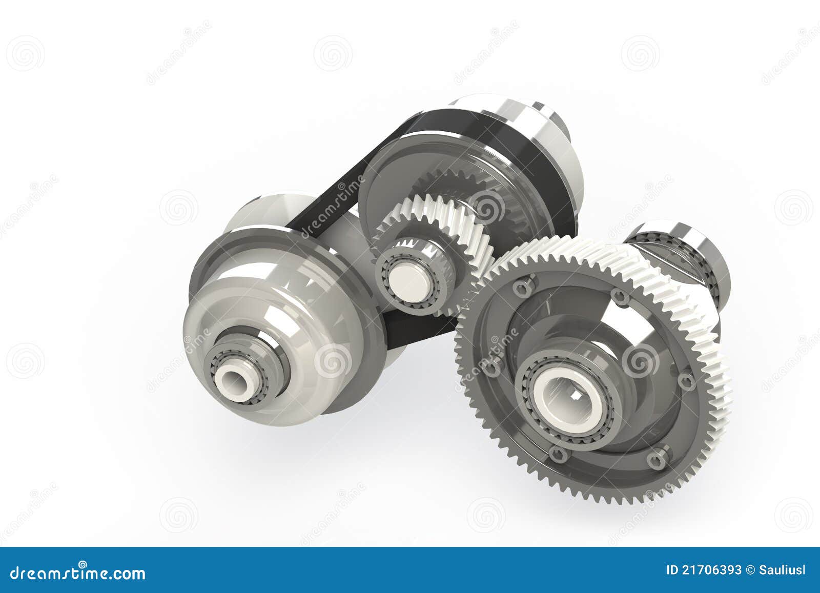 Connected Gears Isolated on White Stock Illustration - Illustration of ...