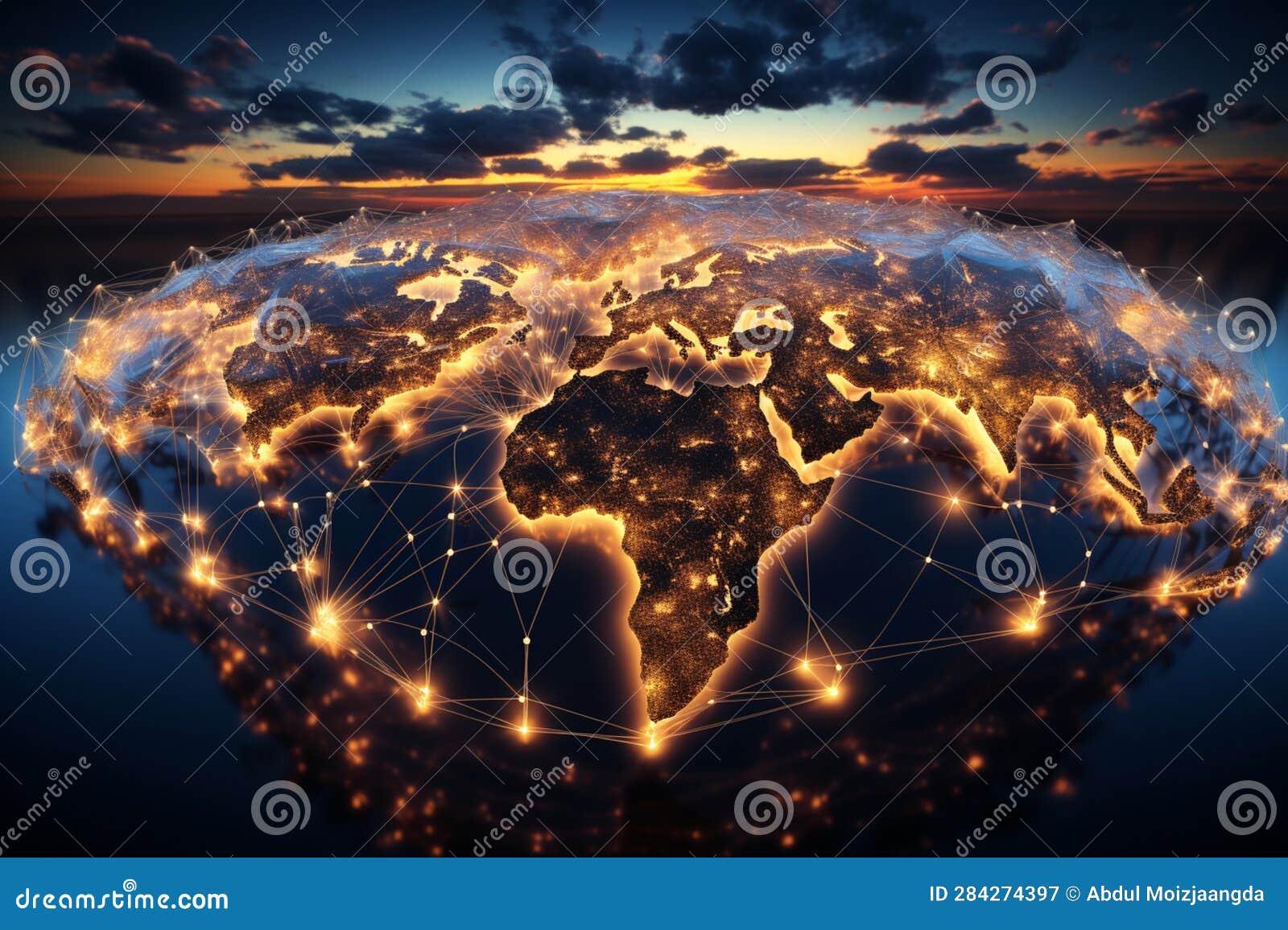 Connected Globe, World Map Adorned with Glowing Lines Depicting Global ...