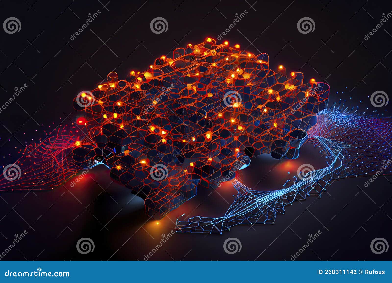 Connected Glowing 3d Grid, Digitalization, Wave, Network Created Stock ...