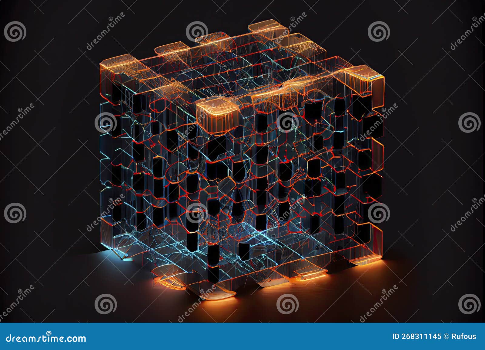 Connected Glowing 3d Grid, Digitalization, Wave, Network Created Stock ...