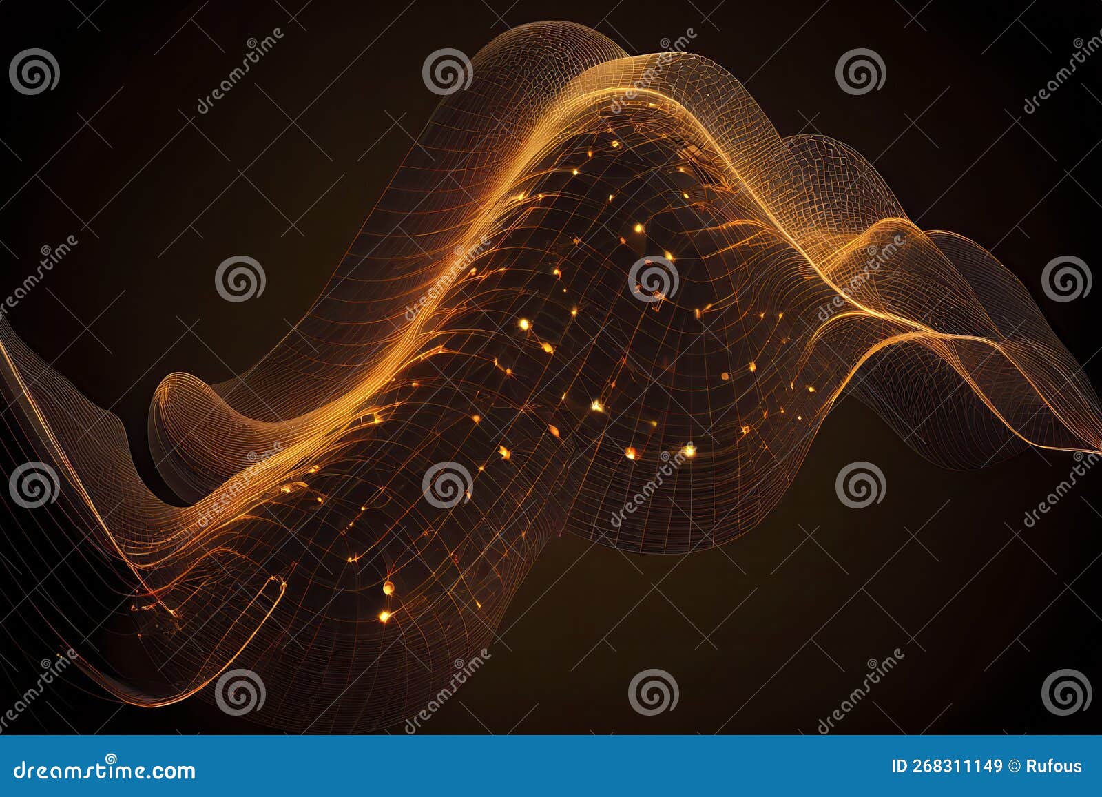 Connected Glowing 3d Grid, Digitalization, Wave, Network Created Stock ...