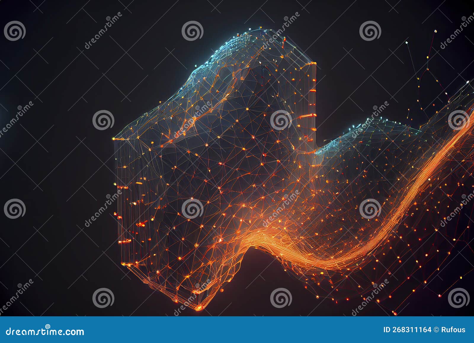 Connected Glowing 3d Grid, Digitalization, Wave, Network Created Stock ...