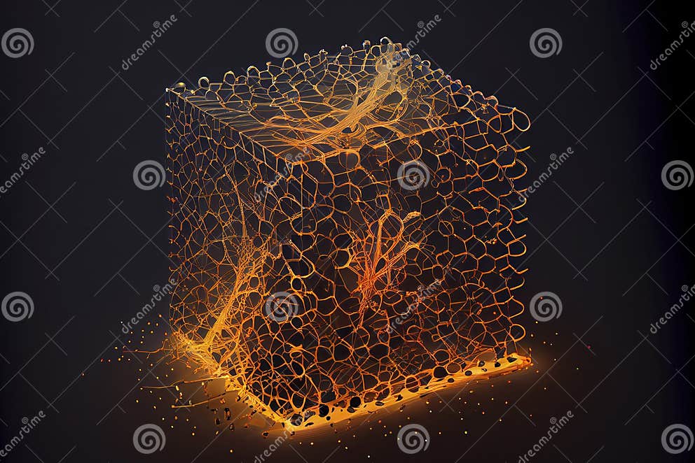 Connected Glowing 3d Grid, Digitalization, Wave, Network Created Stock ...