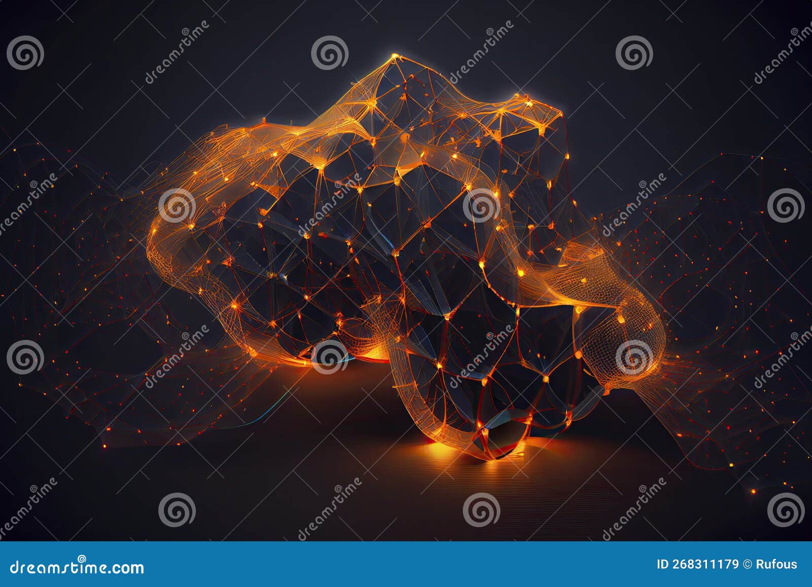 Connected Glowing 3d Grid, Digitalization, Wave, Network Created Stock ...