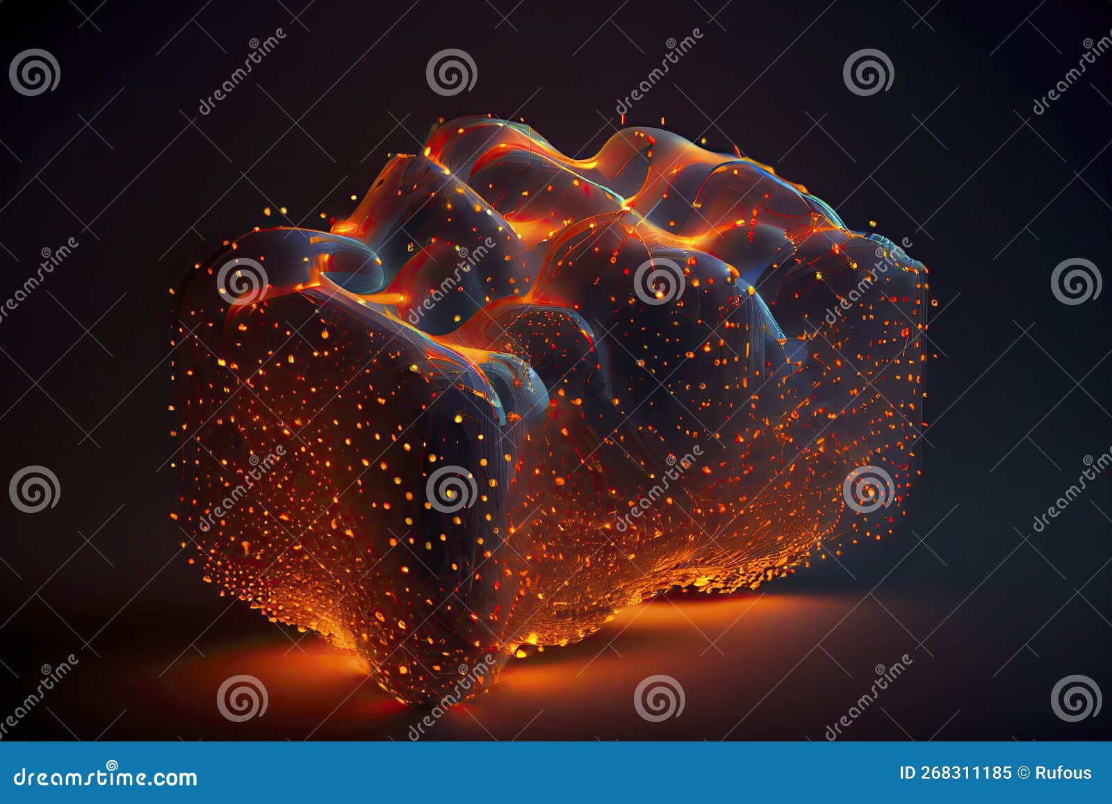 Connected Glowing 3d Grid, Digitalization, Wave, Network Created Stock ...