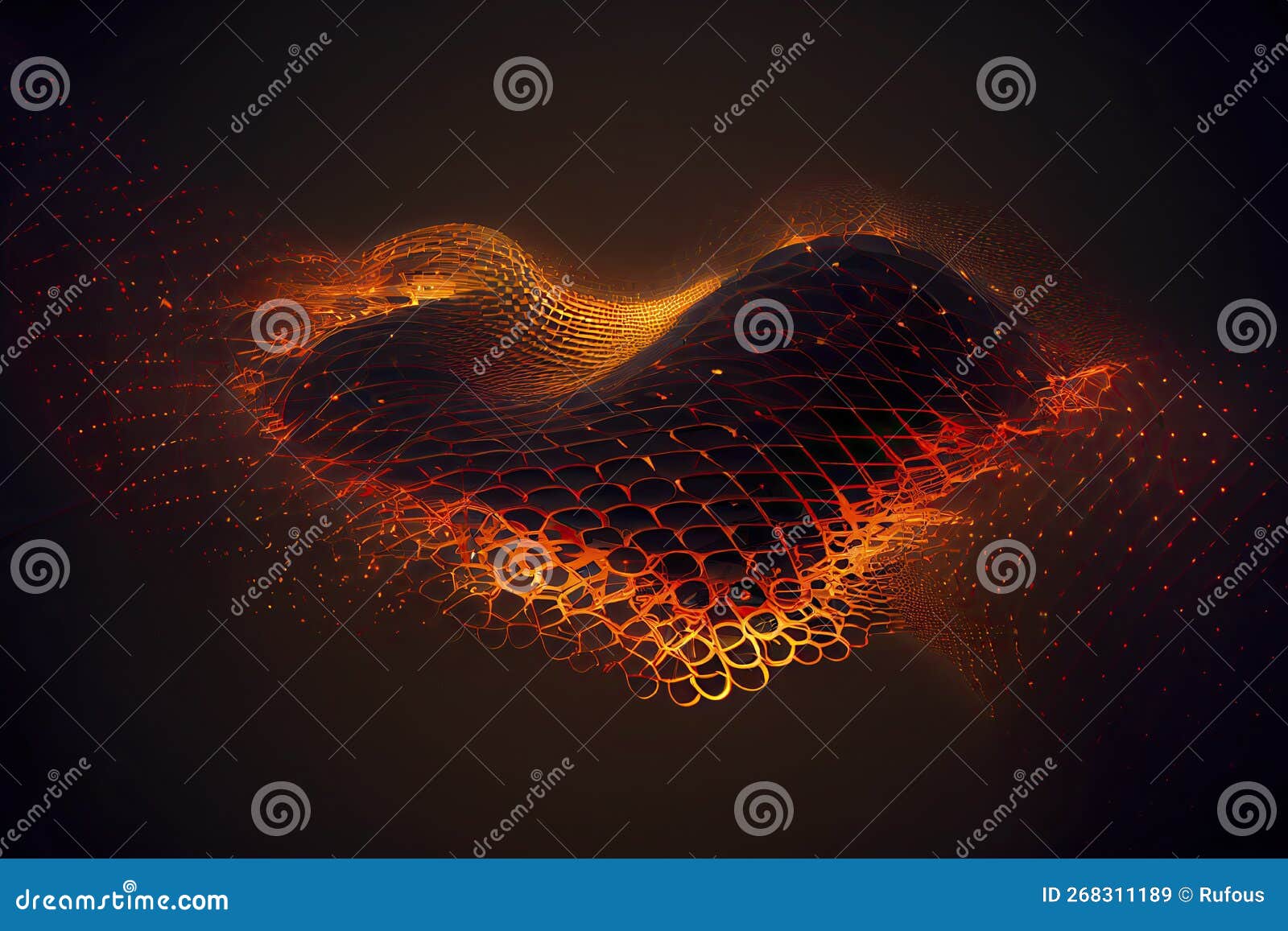 Connected Glowing 3d Grid, Digitalization, Wave, Network Created Stock ...