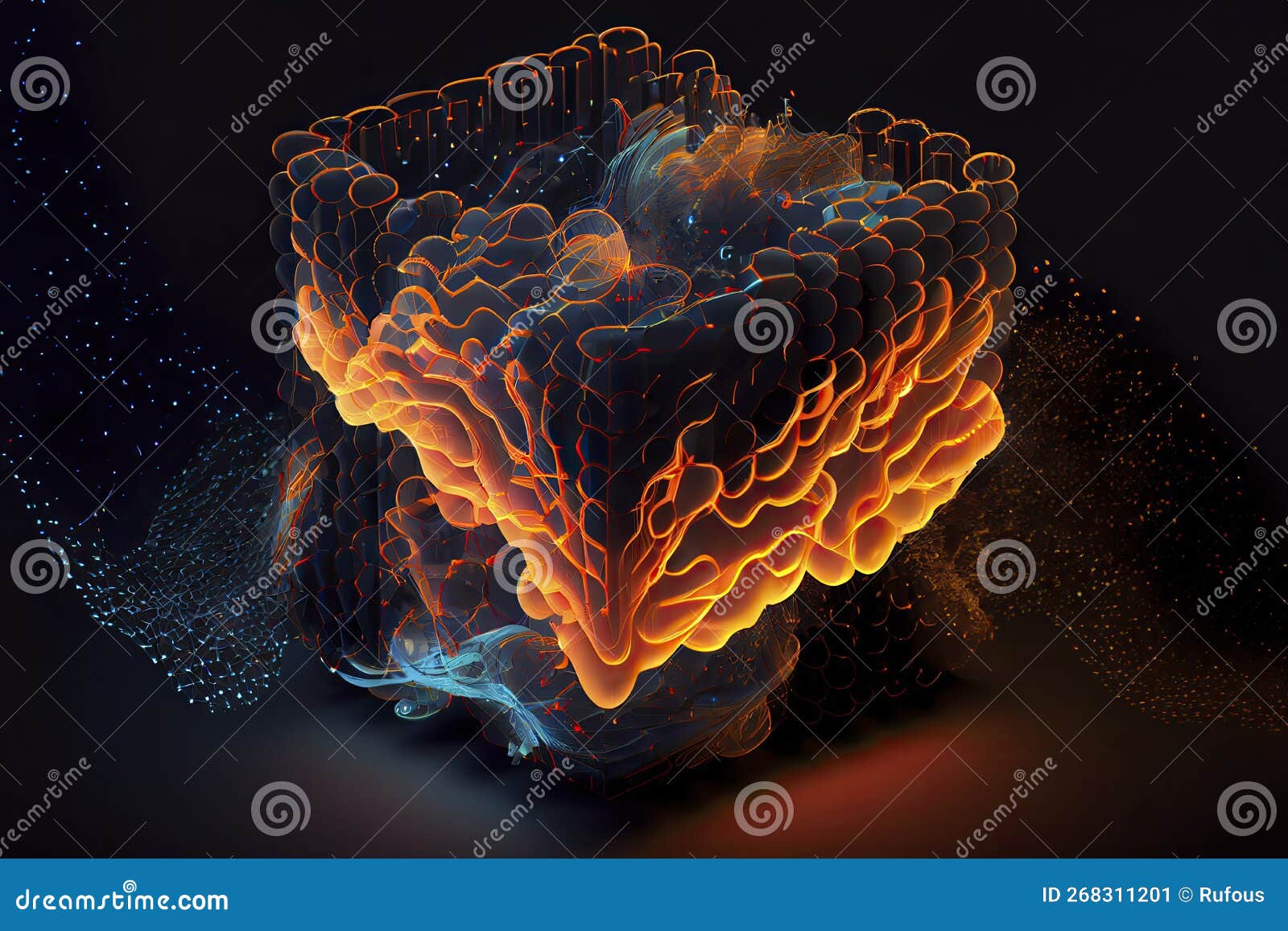 Connected Glowing 3d Grid, Digitalization, Wave, Network Created Stock ...