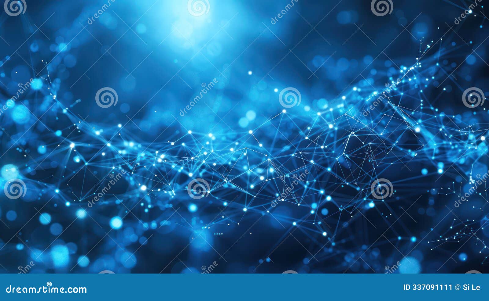 Connected Grid: Blue Abstract Background with Interlocking Network and ...