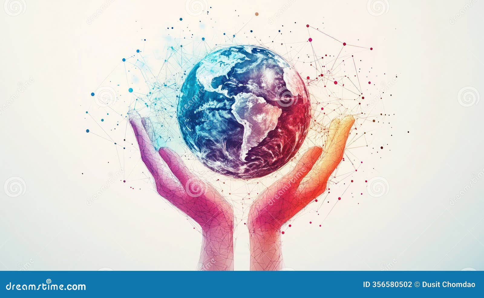 Connected Hands Supporting Globe Symbolize Global Cancer Awareness and ...