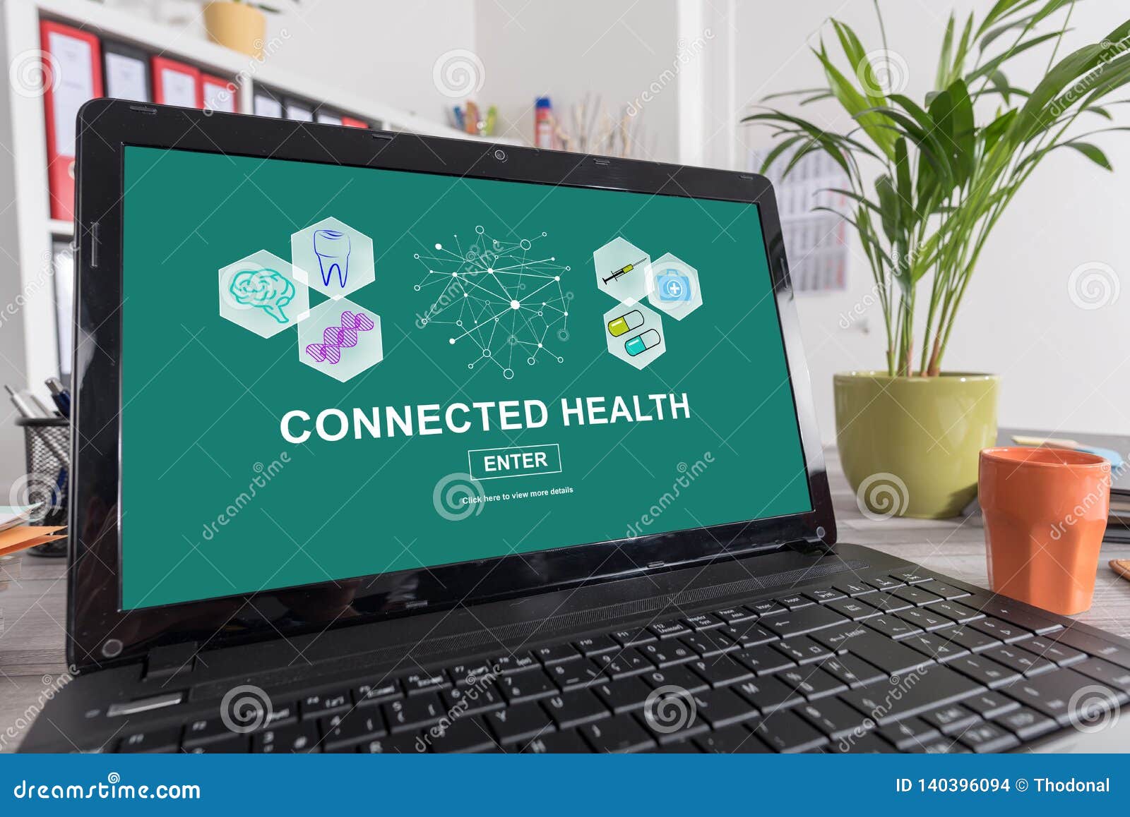 Connected Health Concept on a Laptop Stock Photo - Image of information ...
