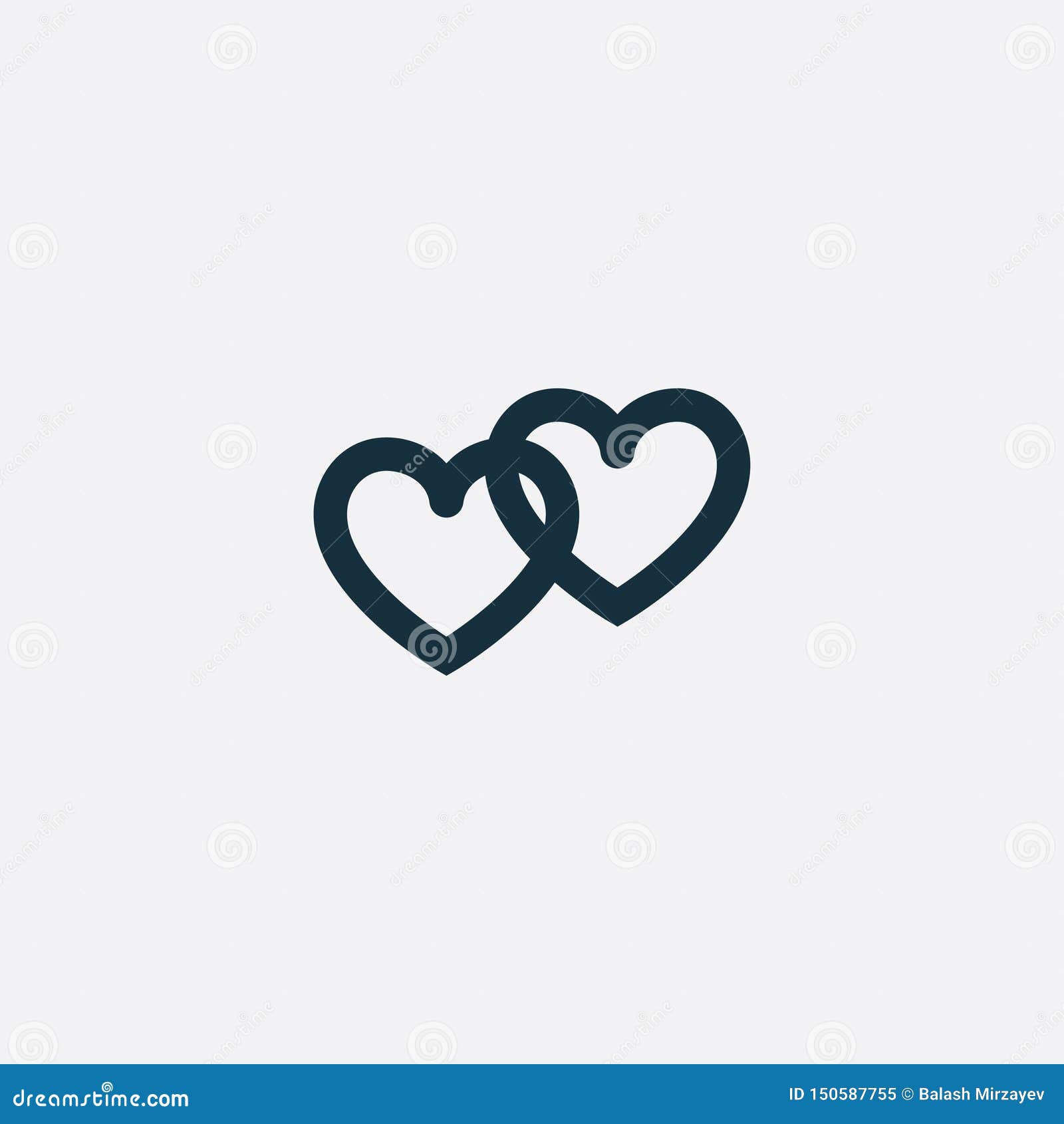 Connected hearts icon. stock vector. Illustration of cupcake - 150587755