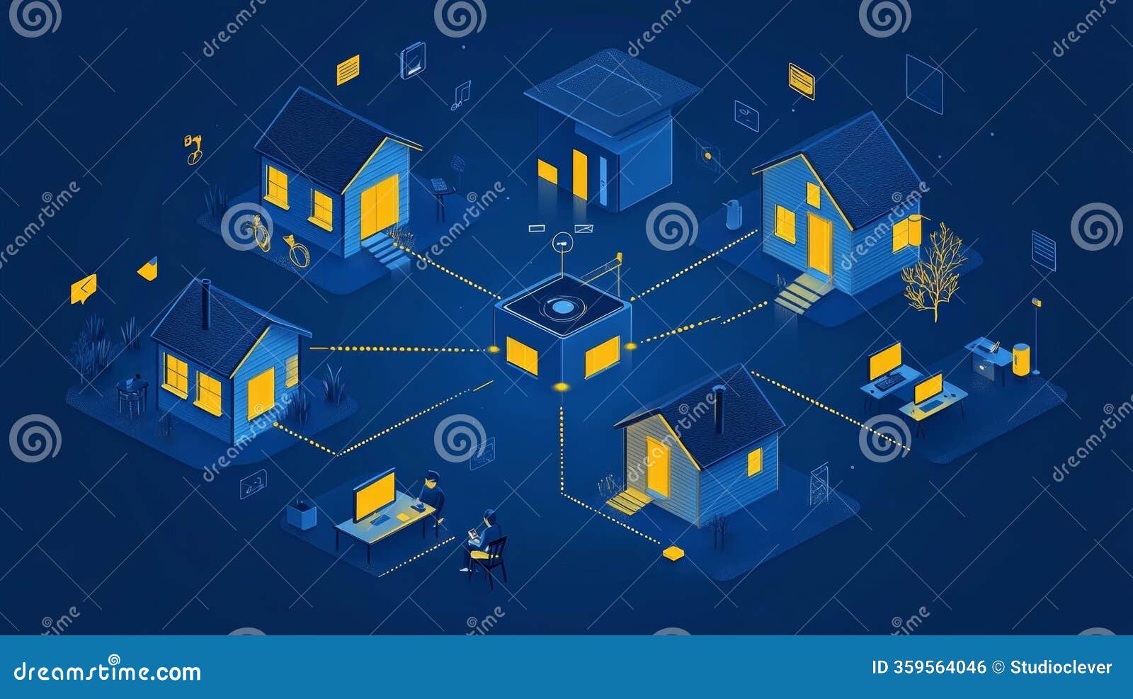 Connected Homes and Digital Devices in a Smart Home Network Stock ...