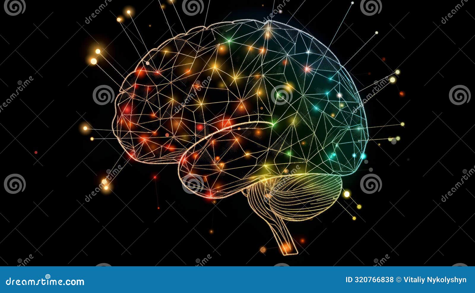 Connected Human Brain Model Stock Photo - Image of background ...