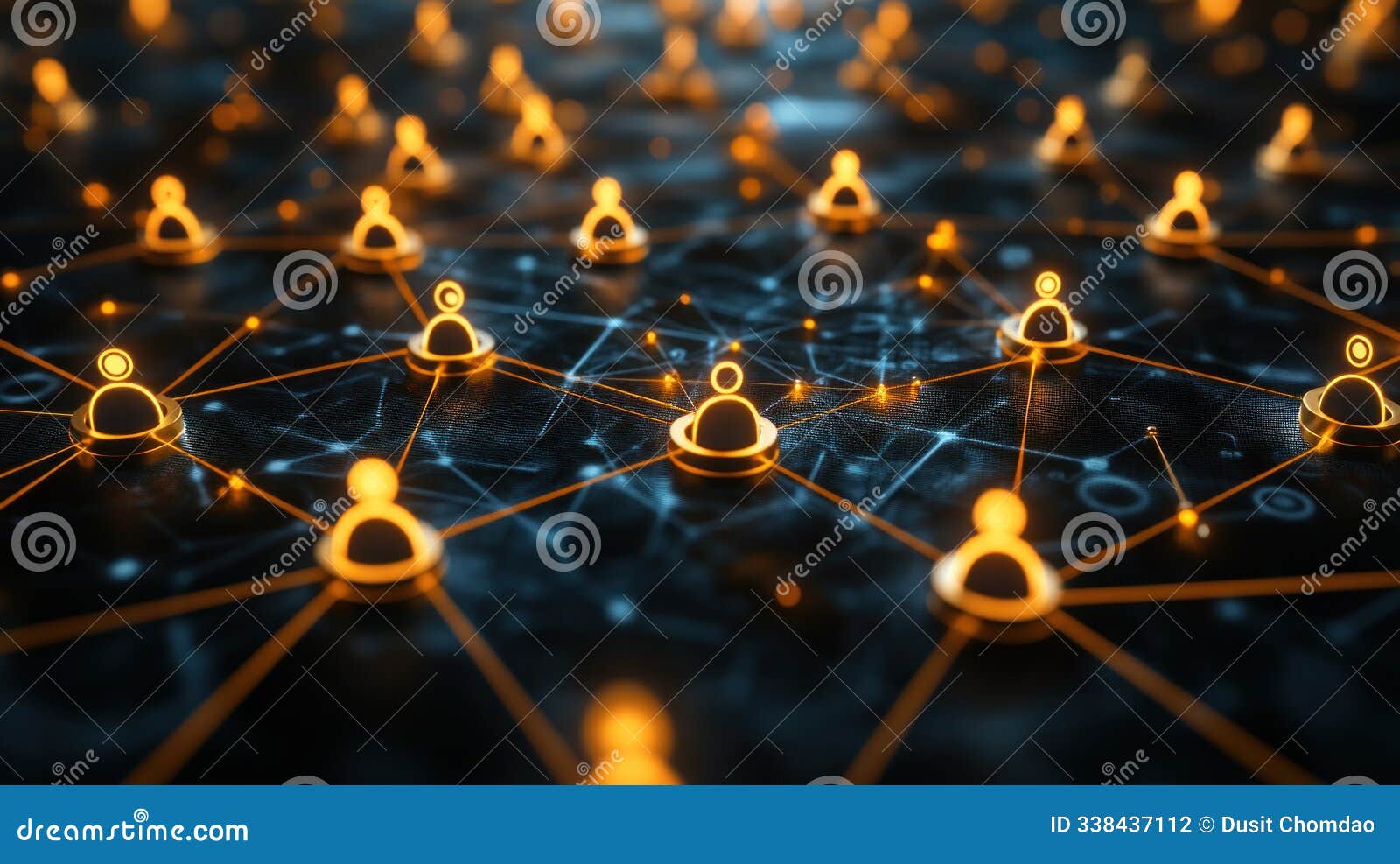 Connected Human Icons with Glowing Symbols Create Vibrant Network Stock ...