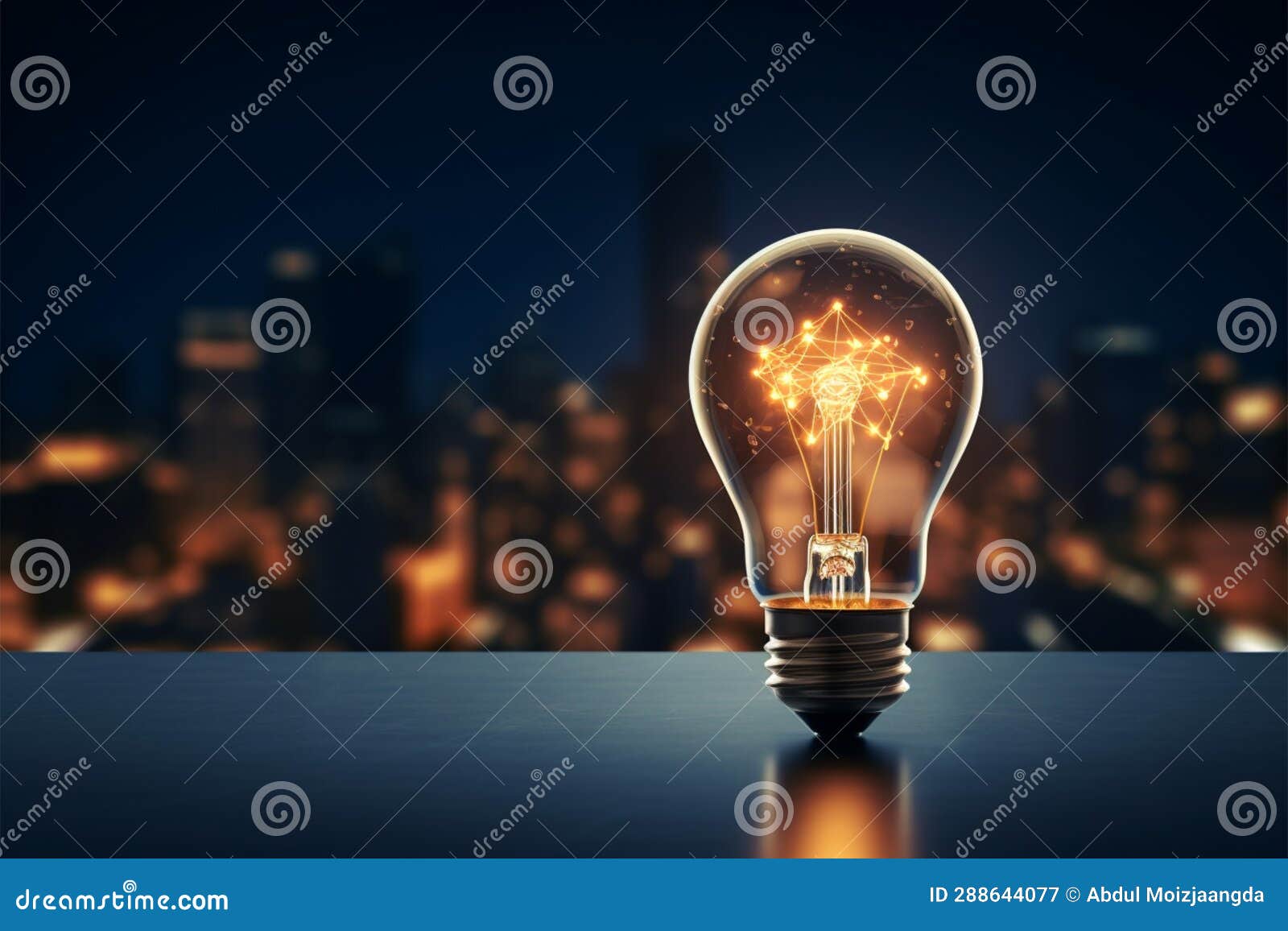 Connected Ideas Gleam Like a Glowing Light Bulb in a Network Stock ...