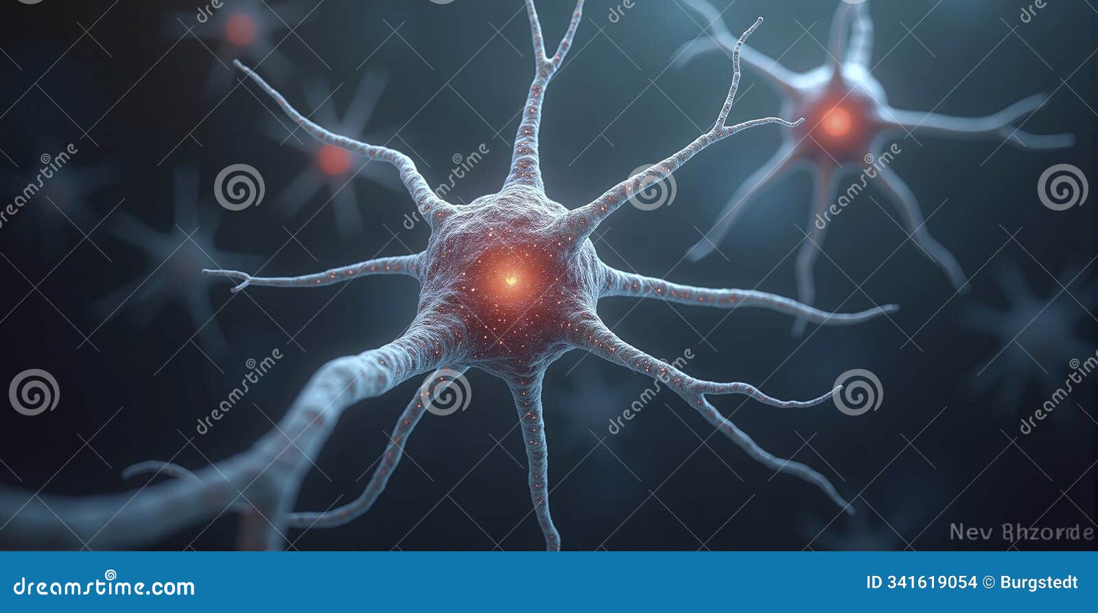 Connected and Impulse Sending Neurons or Nerve Cells Inside Organic ...