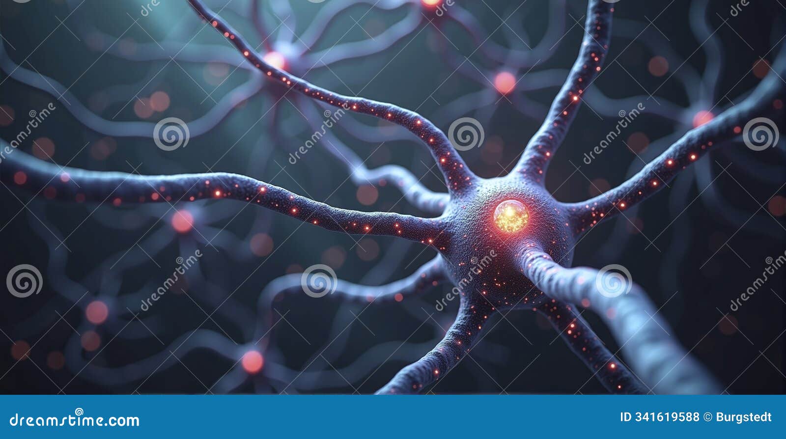 Connected and Impulse Sending Neurons or Nerve Cells Inside Organic ...