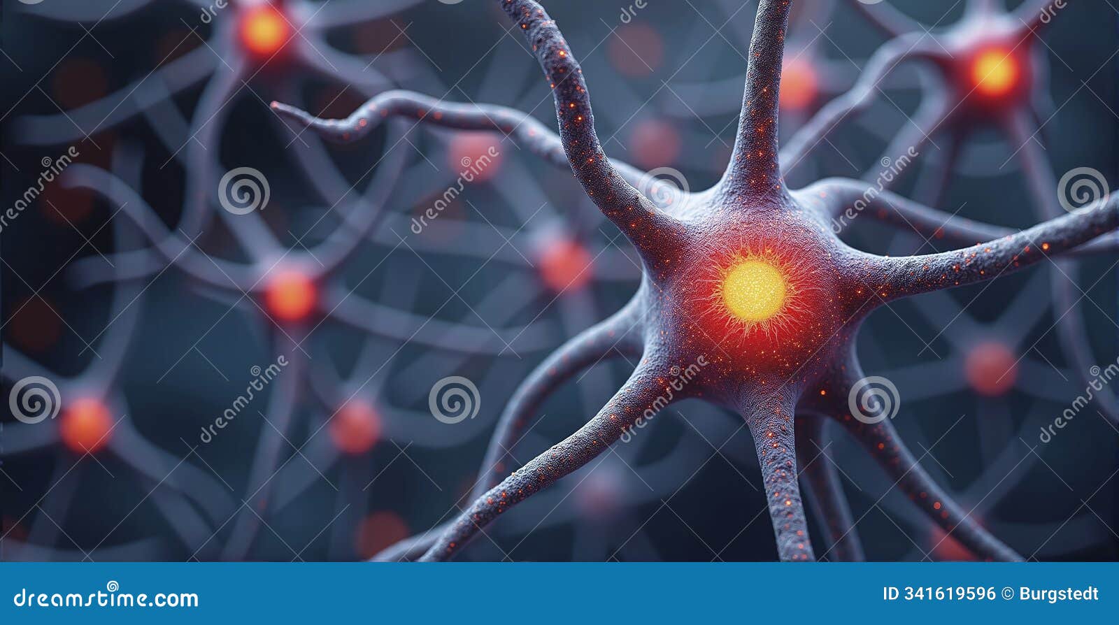Connected and Impulse Sending Neurons or Nerve Cells Inside Organic ...