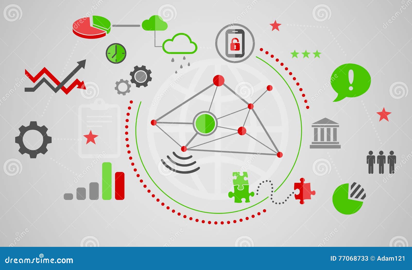 Connected interface icons stock illustration. Illustration of ...