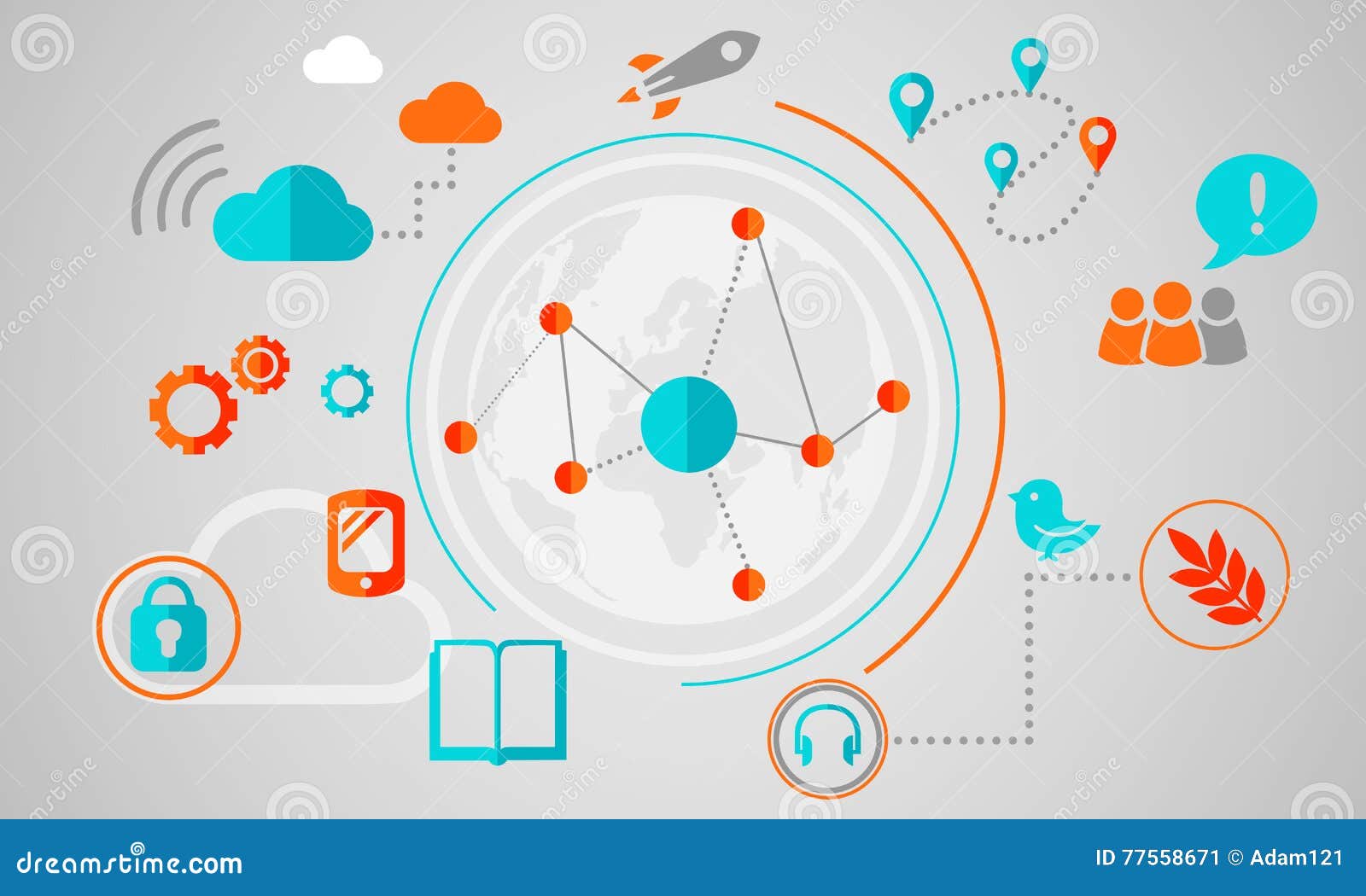 Connected interface icons stock illustration. Illustration of connect ...