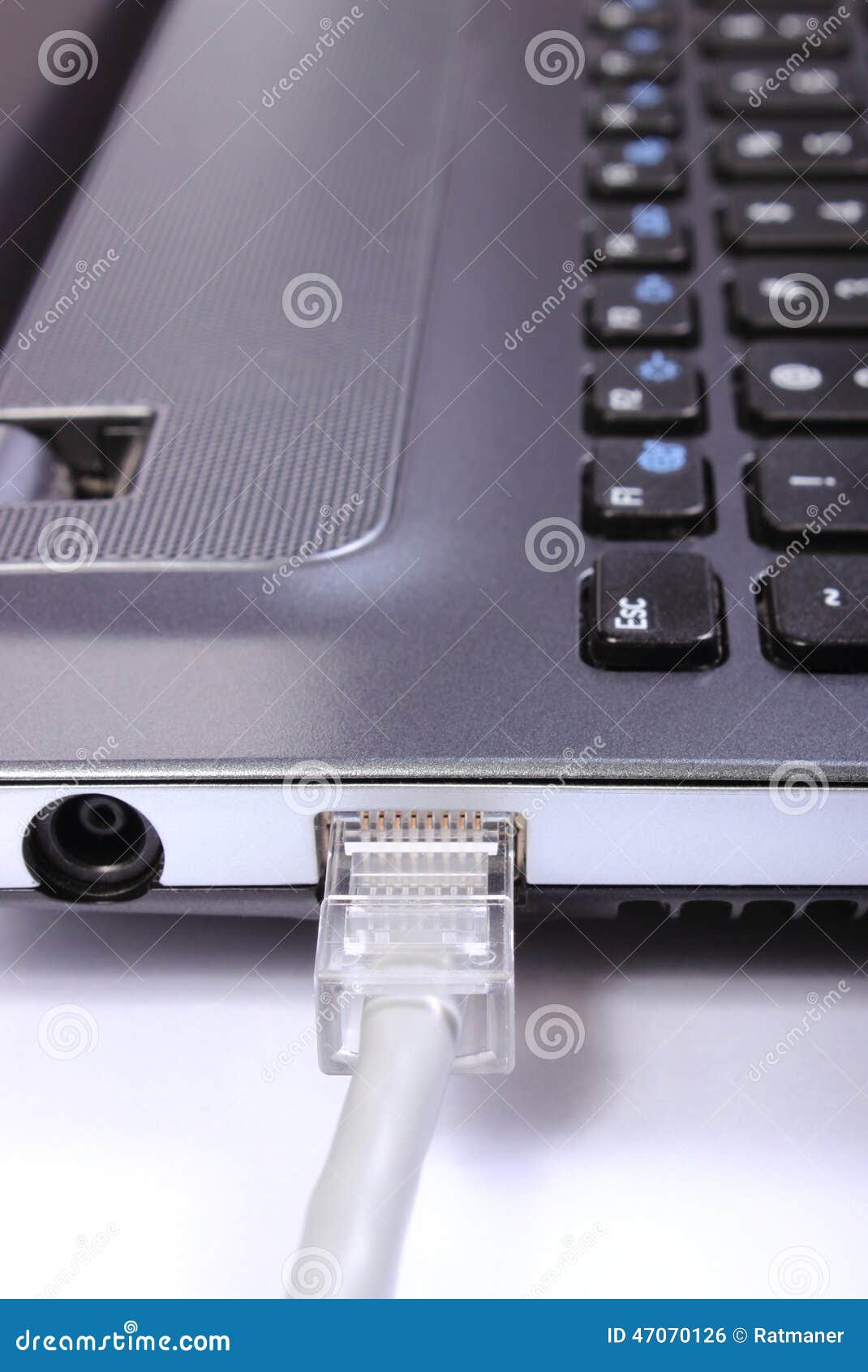 Connected Internet Cable To Laptop Stock Photo - Image of communication ...
