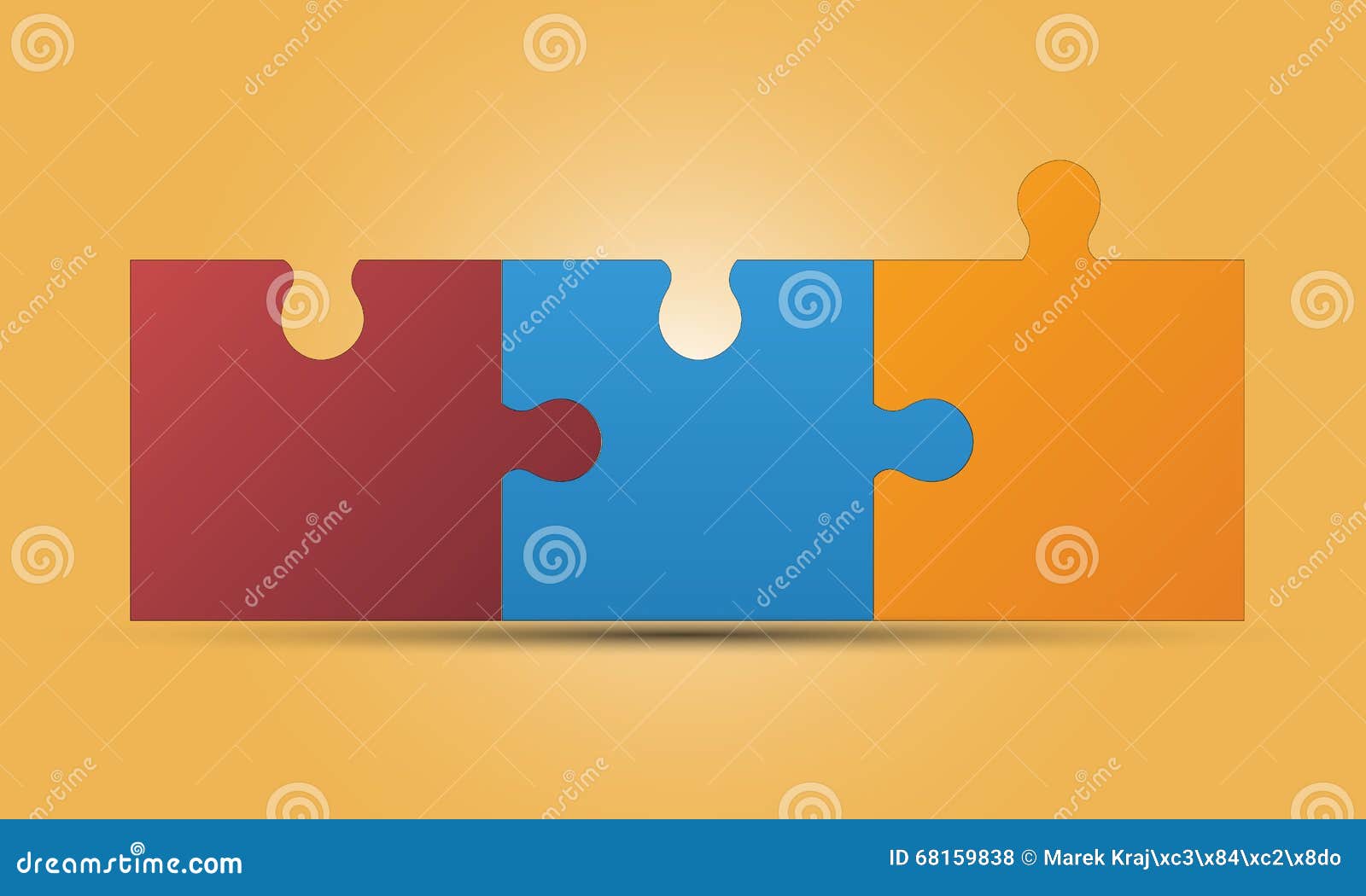 Connected jigsaw, puzzle stock vector. Illustration of blue - 68159838