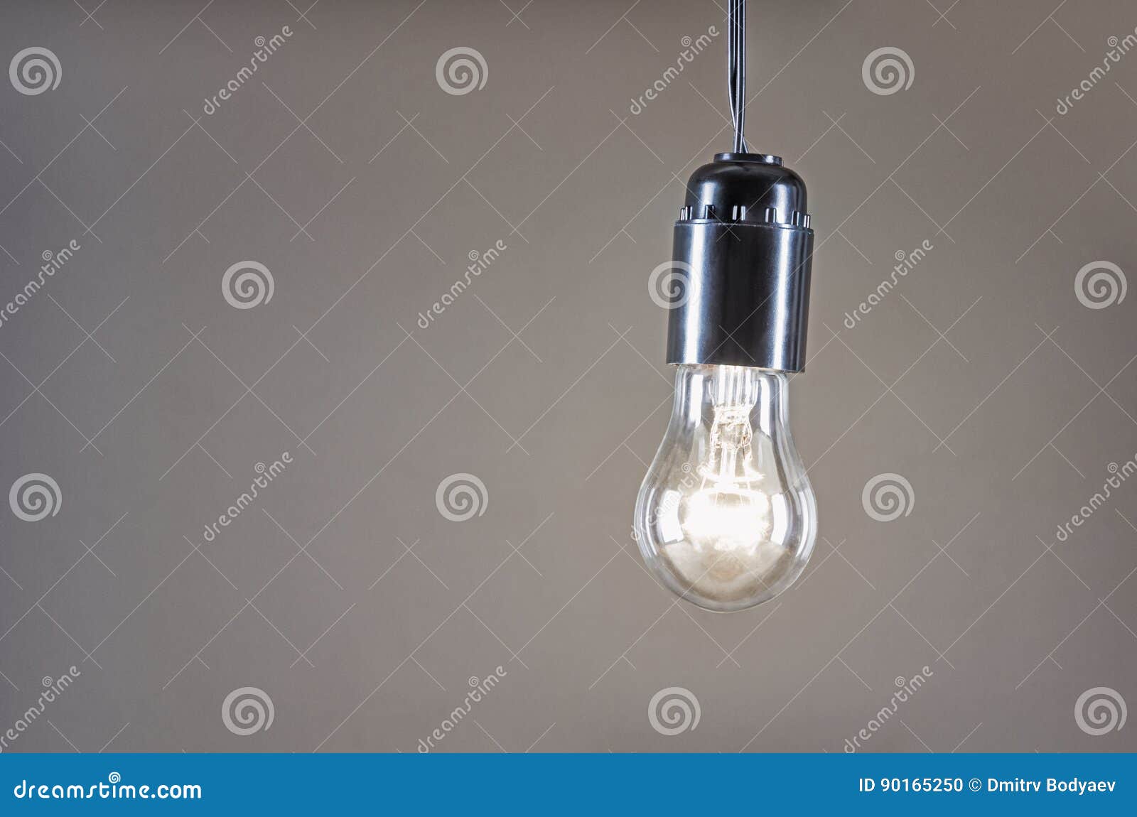 Connected Lamp Hanging on a Wire Stock Photo - Image of illuminated ...