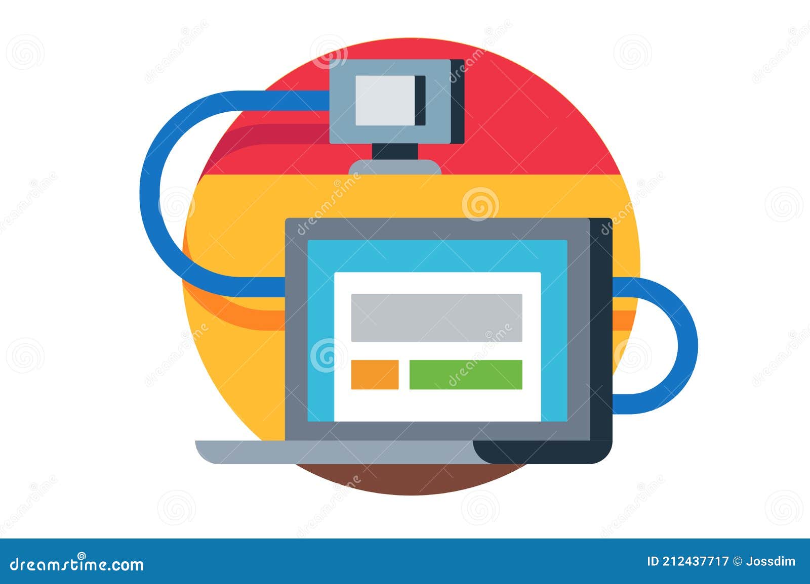 Connected Laptop through Plug Stock Vector - Illustration of online ...