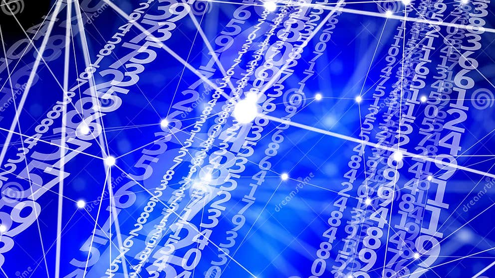 Connected Lines of Dynamic Numbers in Blue Background Exploring ...