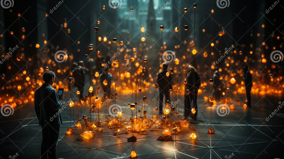 Connected Lives Illustration of People Interlinked in a Network Stock ...