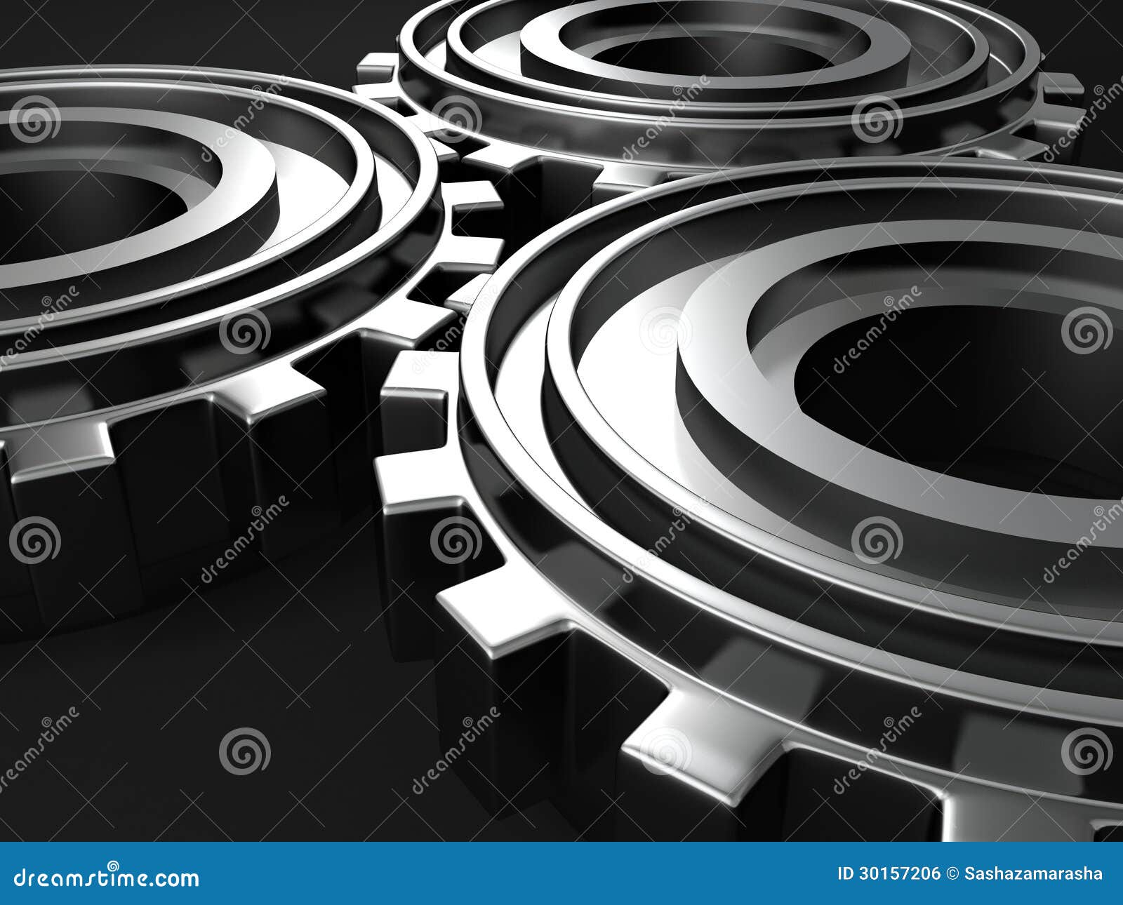 Connected Metallic Gears in the Dark Stock Illustration - Illustration ...