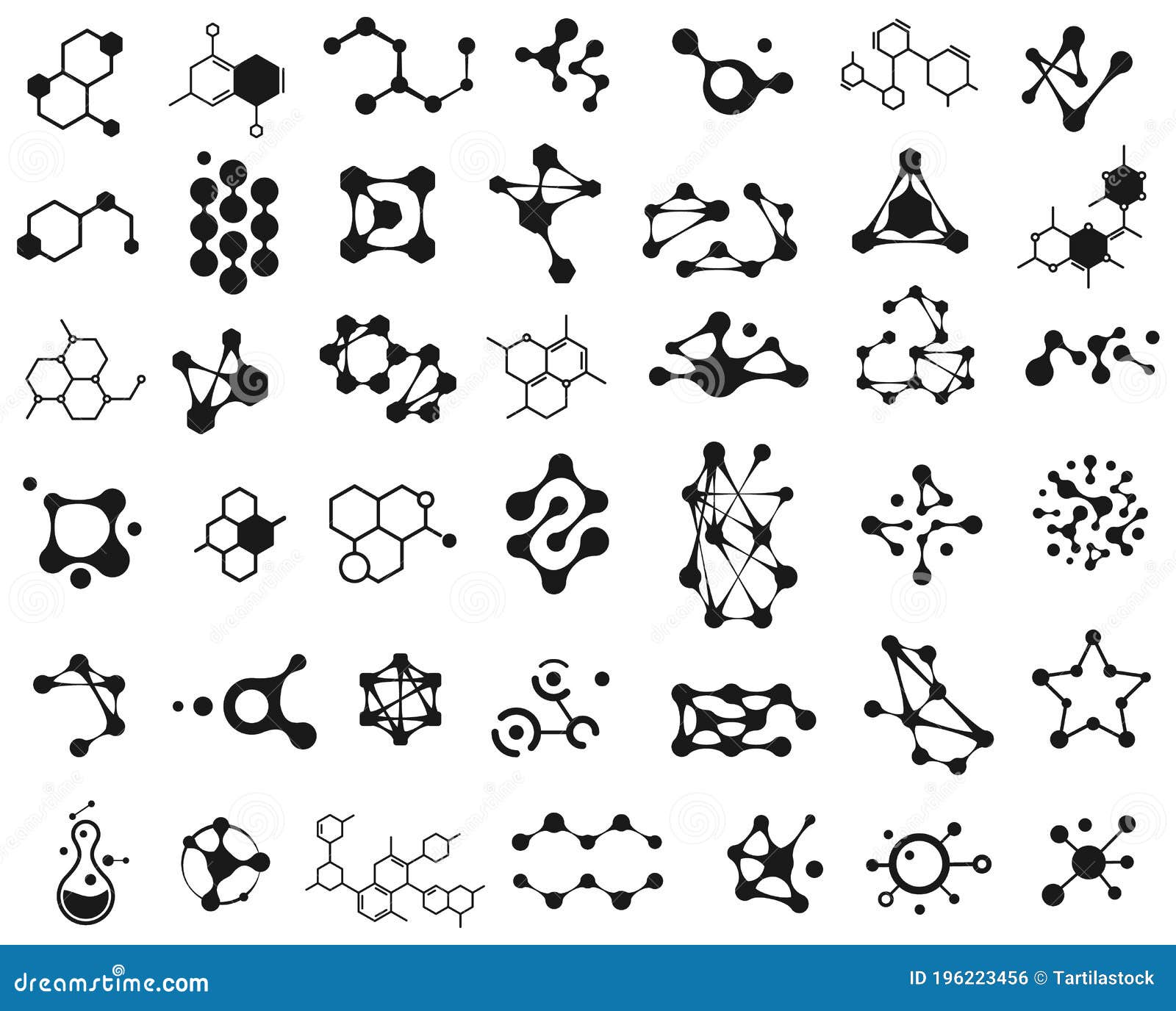 Connected Molecules Icons. Molecular Structure Logo Set Stock Vector ...