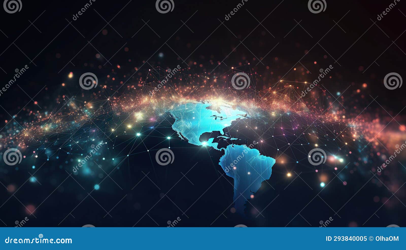 Connected Network Around Planet Earth. Big Data Abstract Background ...
