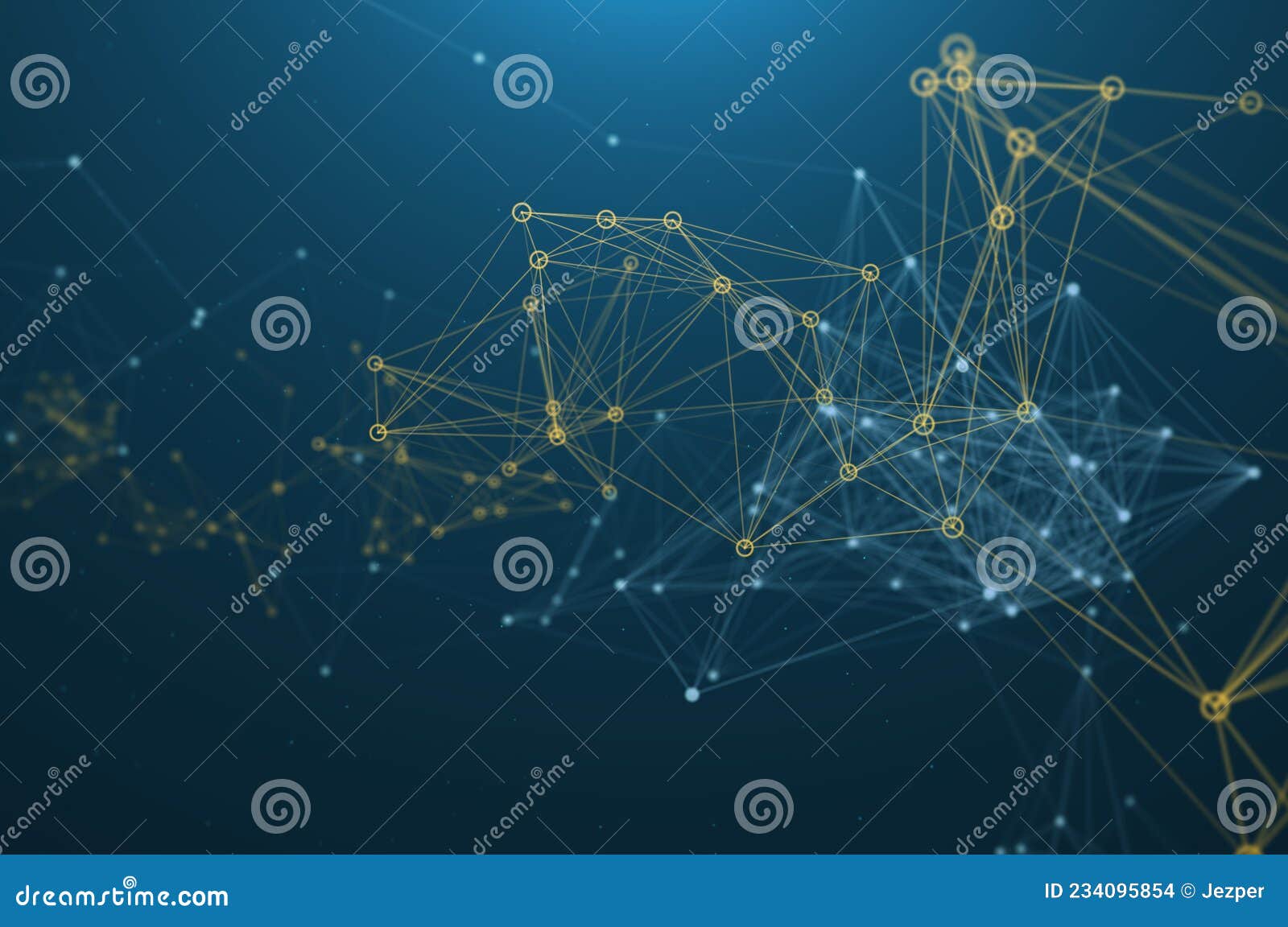 Connected Network on Dark Blue Background Stock Photo - Image of ...