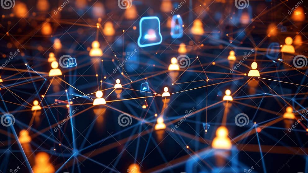 Connected Network of People and Technology, Generative AI Stock Image ...
