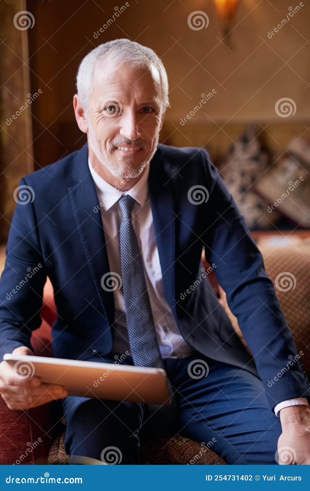 Connected Out of the Office. Portrait of a Well-dressed Mature Man ...