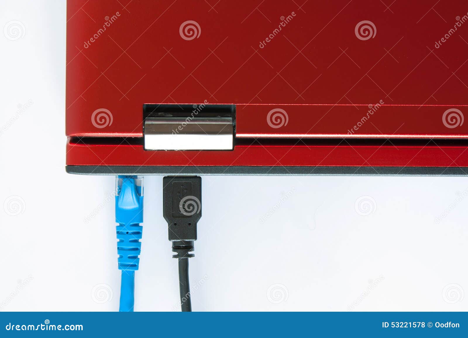 Connected Patch Cable To Laptop, Plug with Internet Cable and La Stock ...